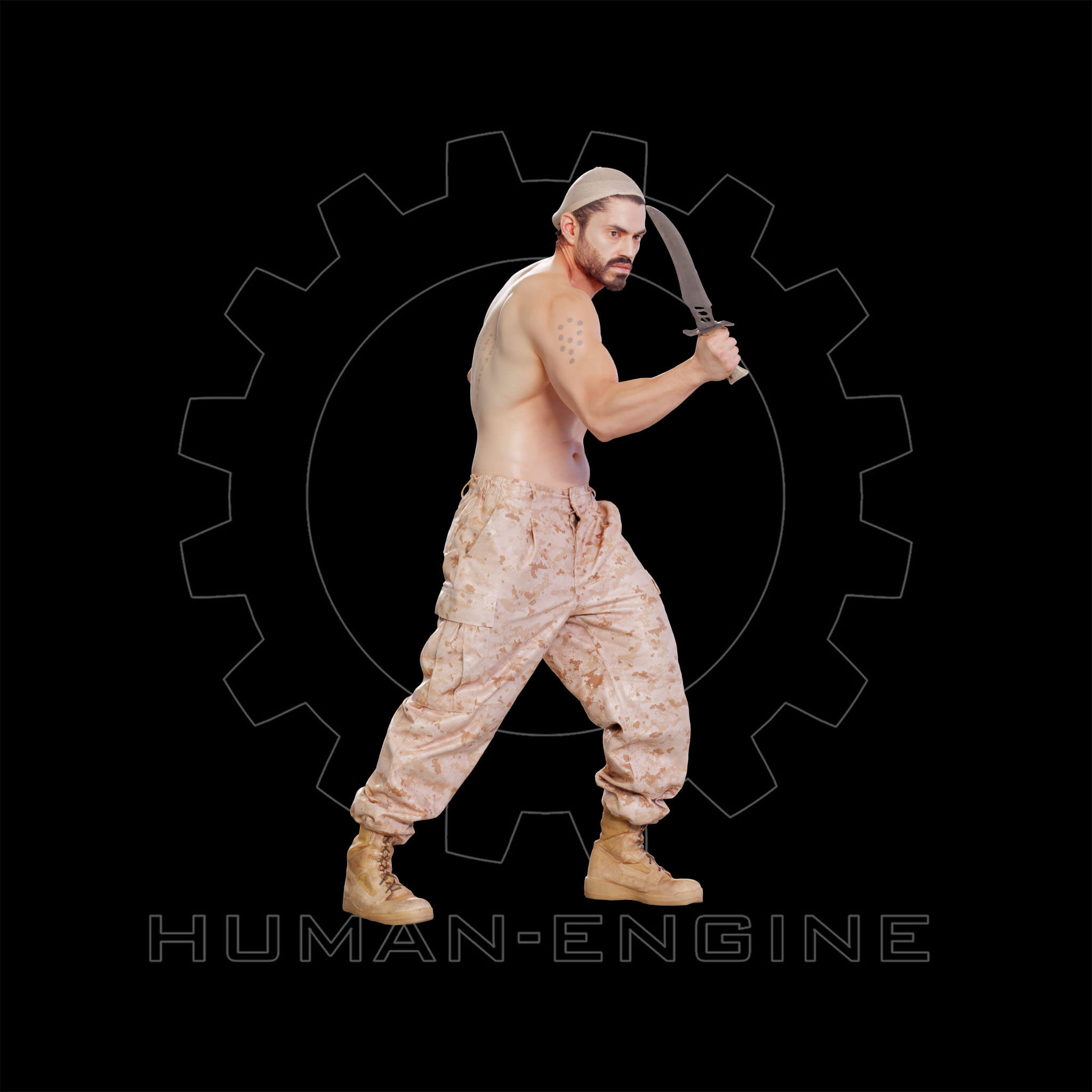 Male Scan - Victor Knife Pose 225 3D Model by Human-Engine