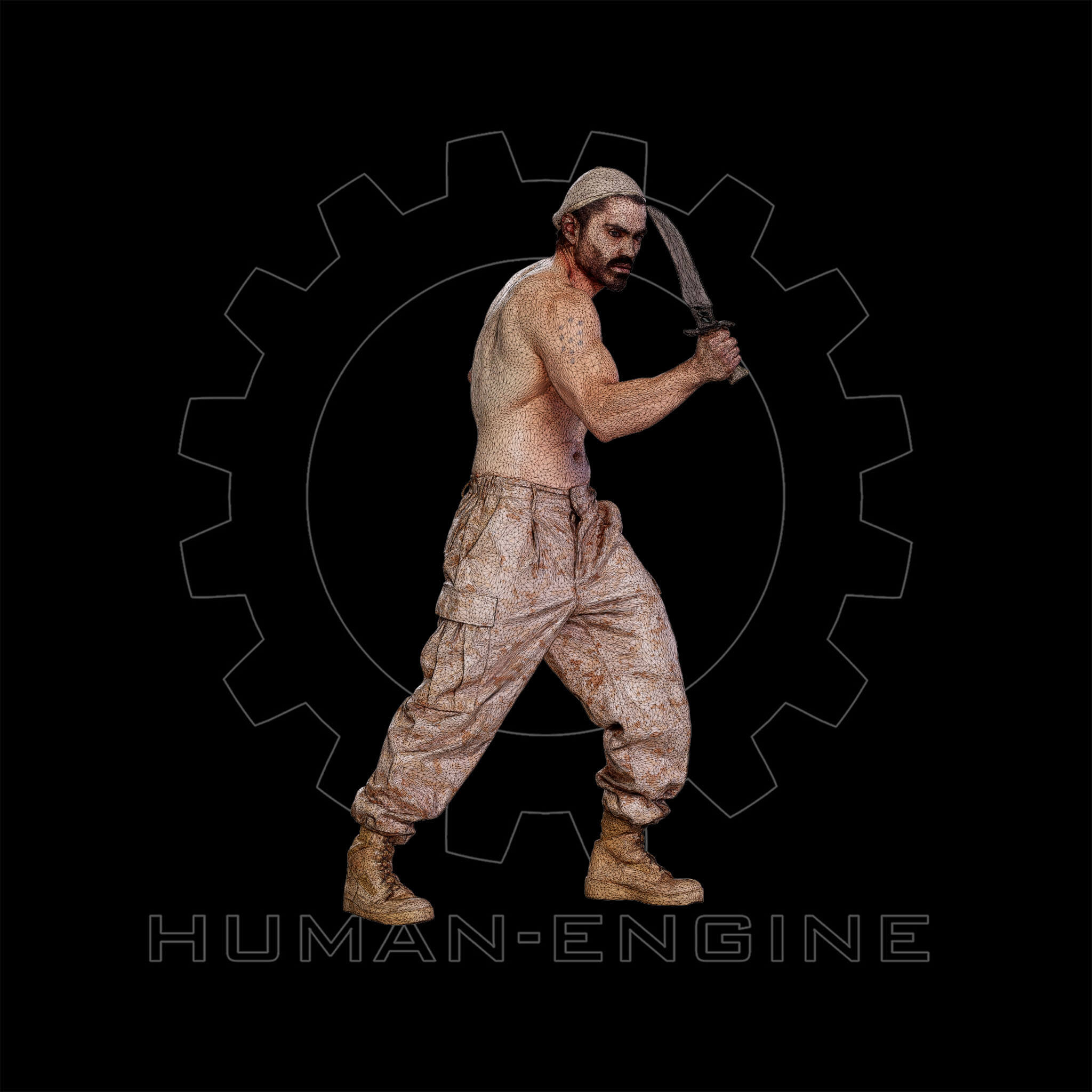 Male Scan - Victor Knife Pose 225 3D Model by Human-Engine