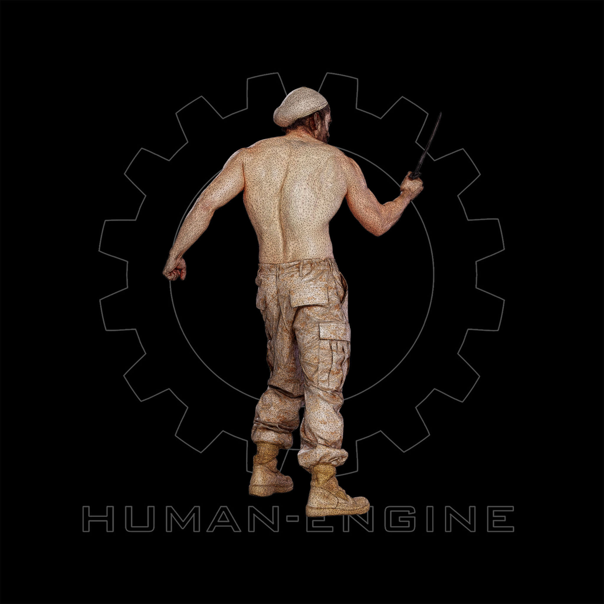 Male Scan - Victor Knife Pose 225 3D Model by Human-Engine