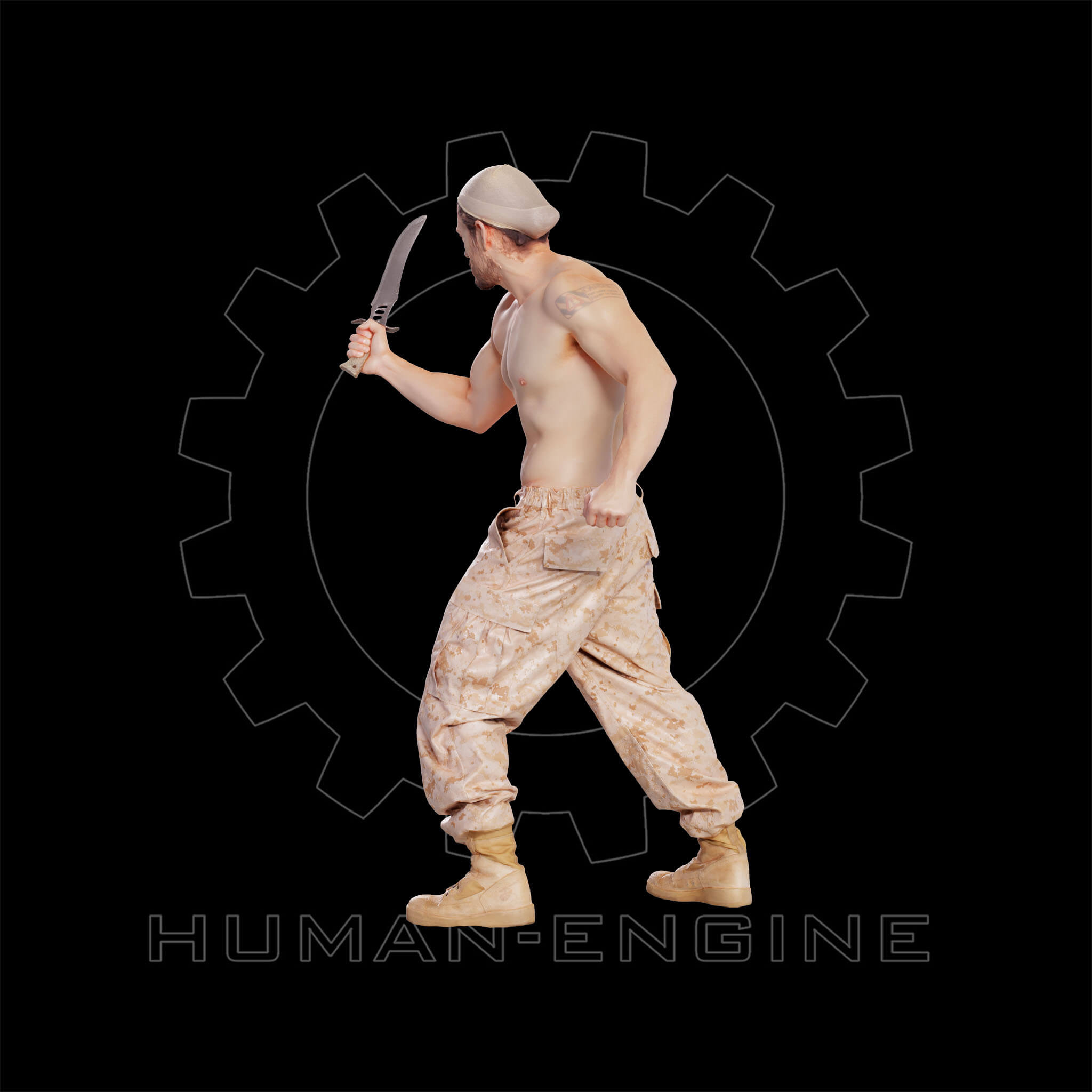 Male Scan - Victor Knife Pose 225 3D Model by Human-Engine