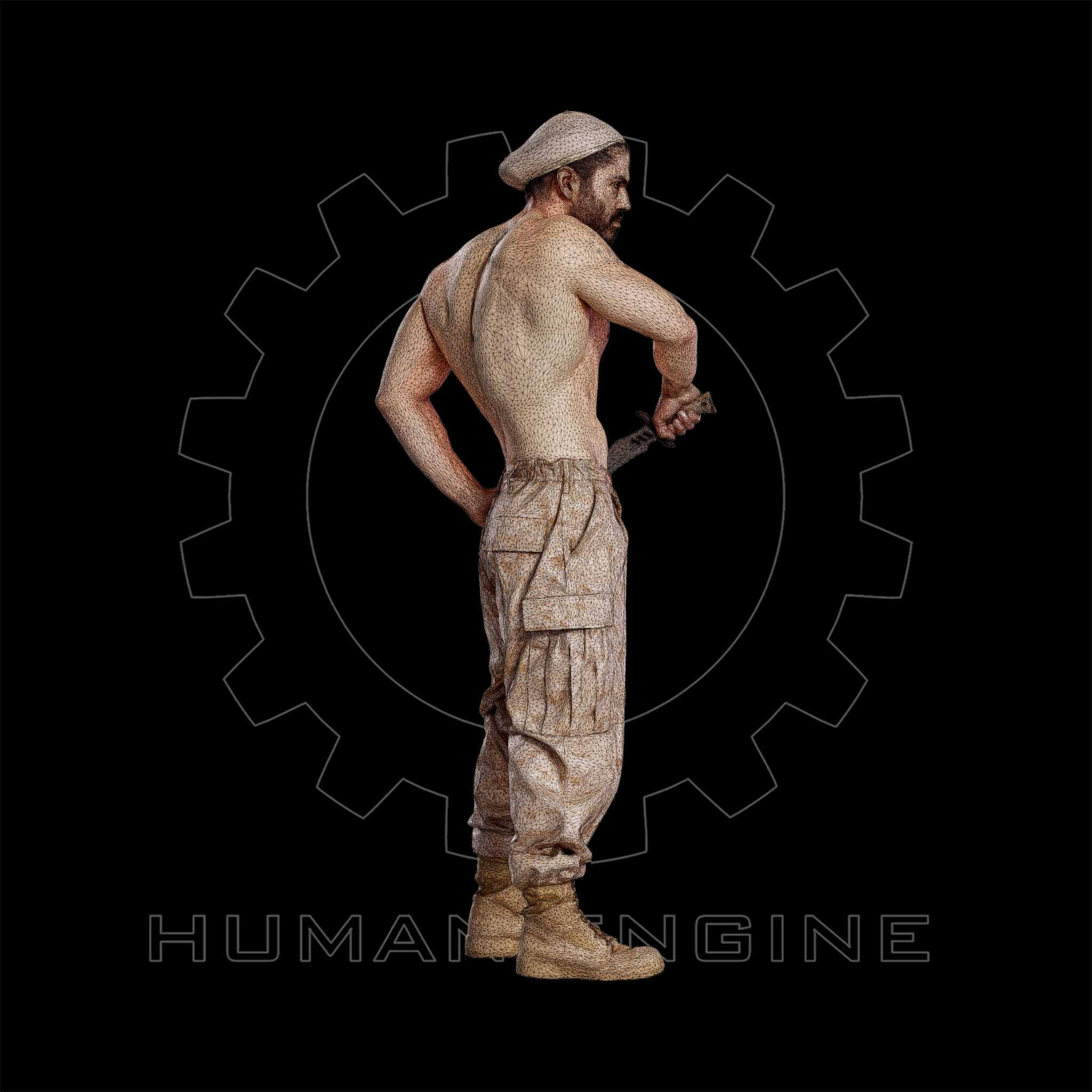 Male Scan - Victor Knife Pose 226 3D Model by Human-Engine
