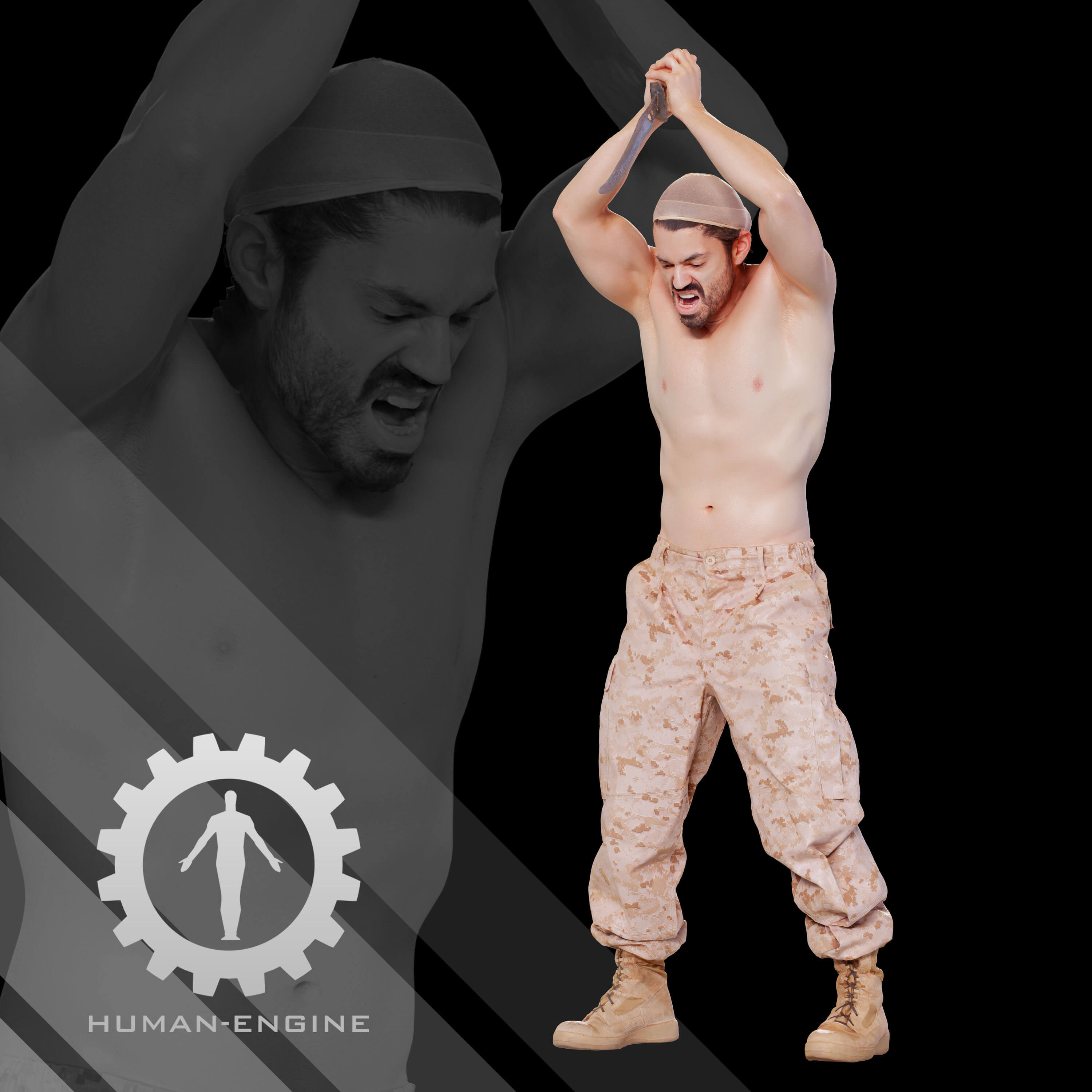 Male Scan - Victor Knife Pose 227 3D Model by Human-Engine