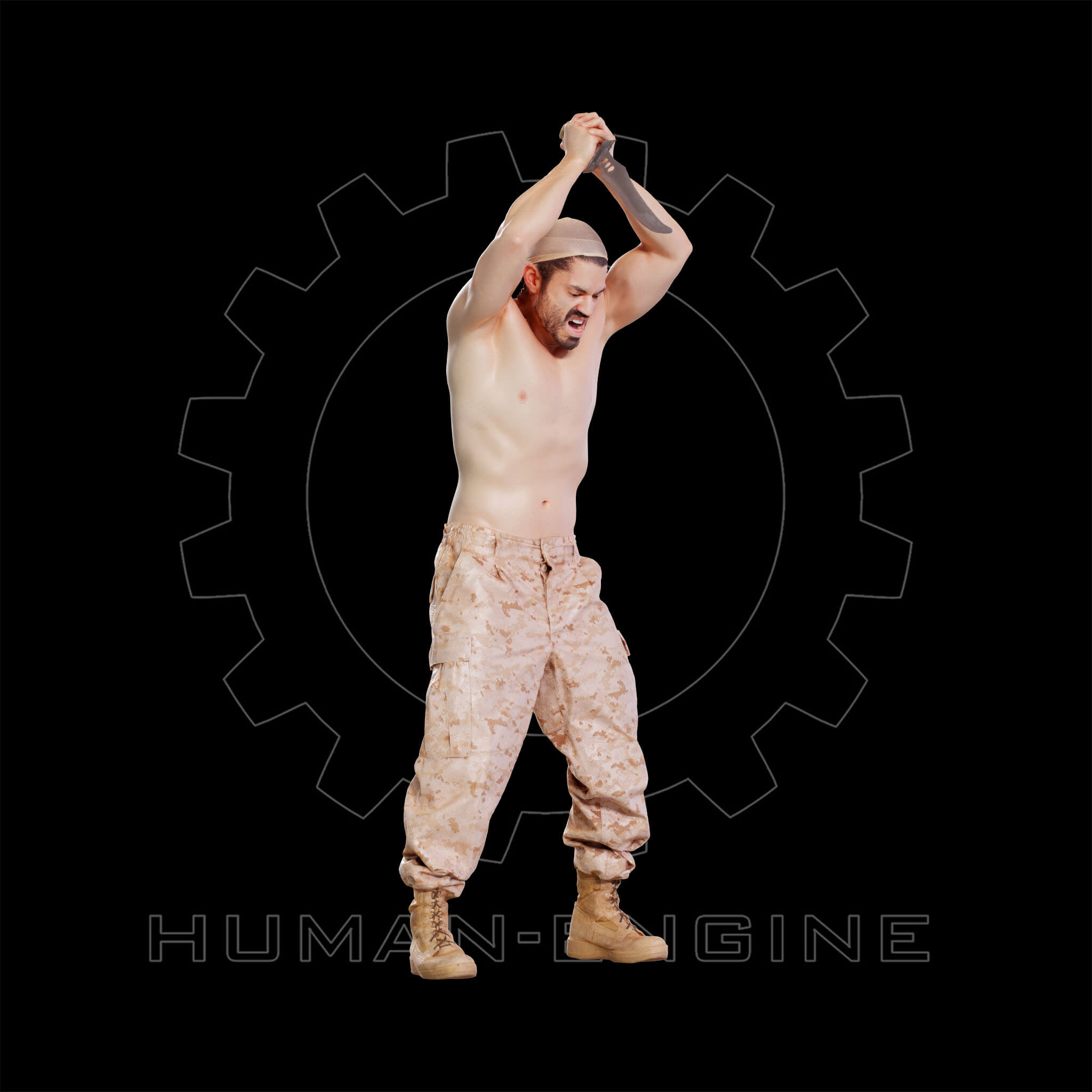 Male Scan - Victor Knife Pose 227 3D Model by Human-Engine