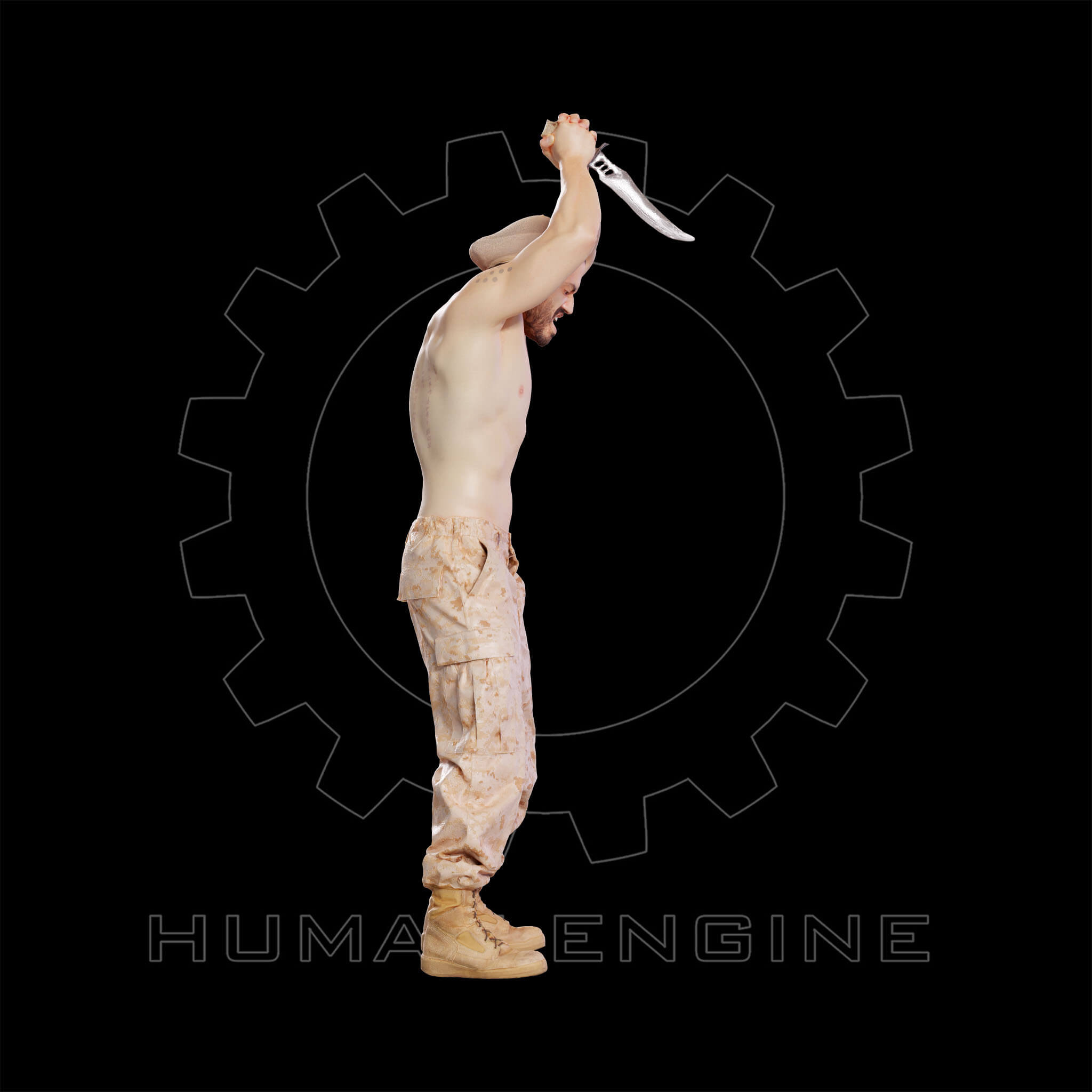 Male Scan - Victor Knife Pose 227 3D Model by Human-Engine