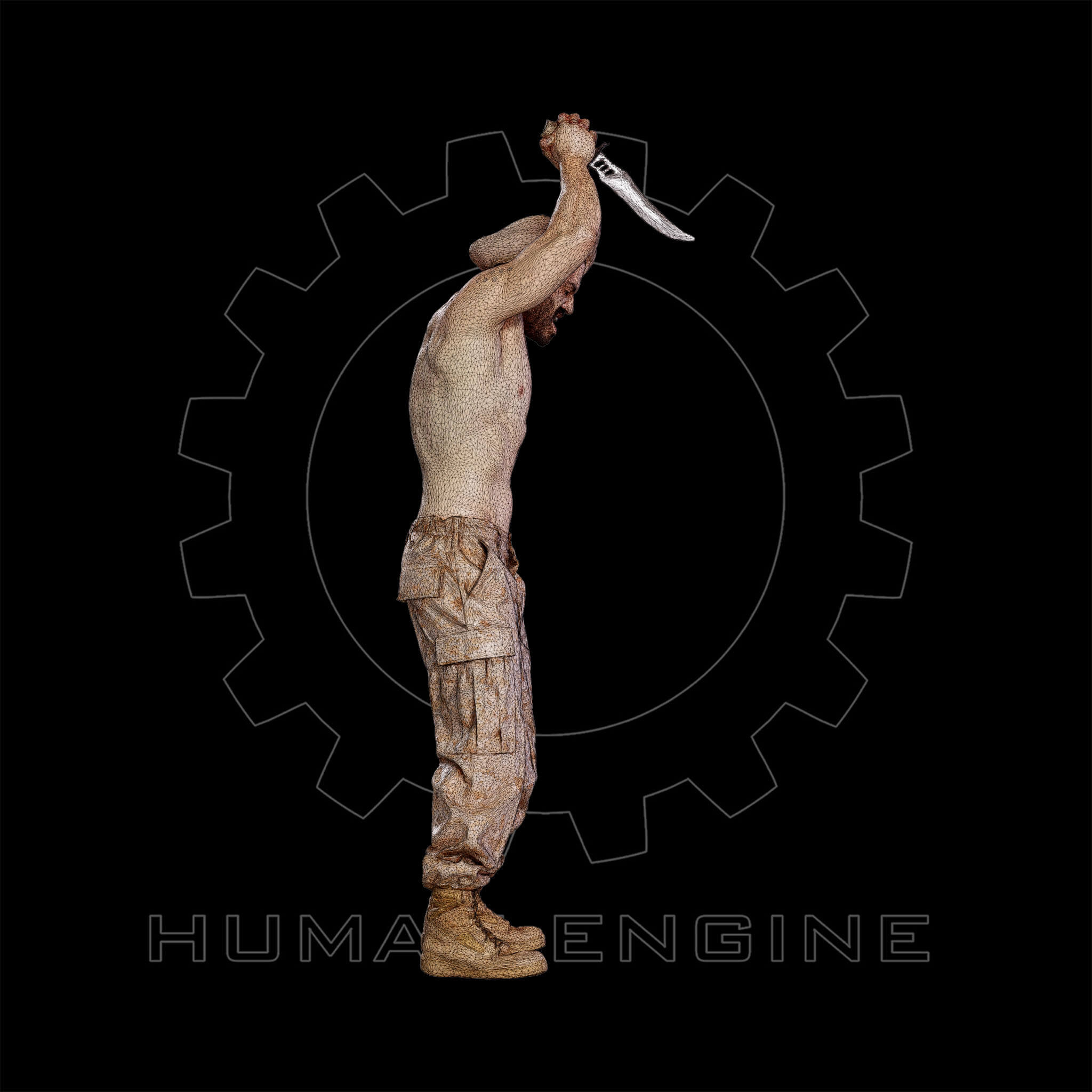 Male Scan - Victor Knife Pose 227 3D Model by Human-Engine