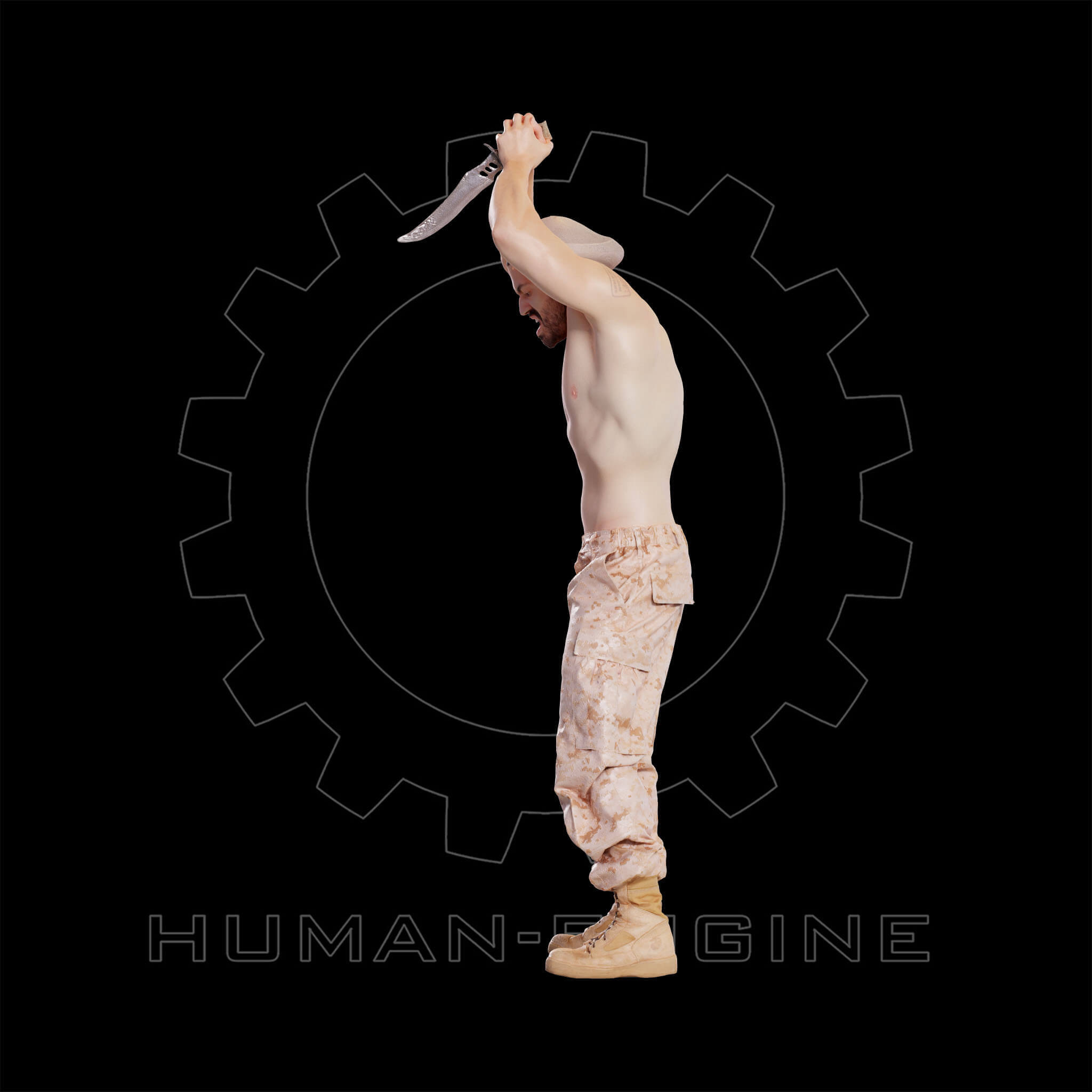 Male Scan - Victor Knife Pose 227 3D Model by Human-Engine