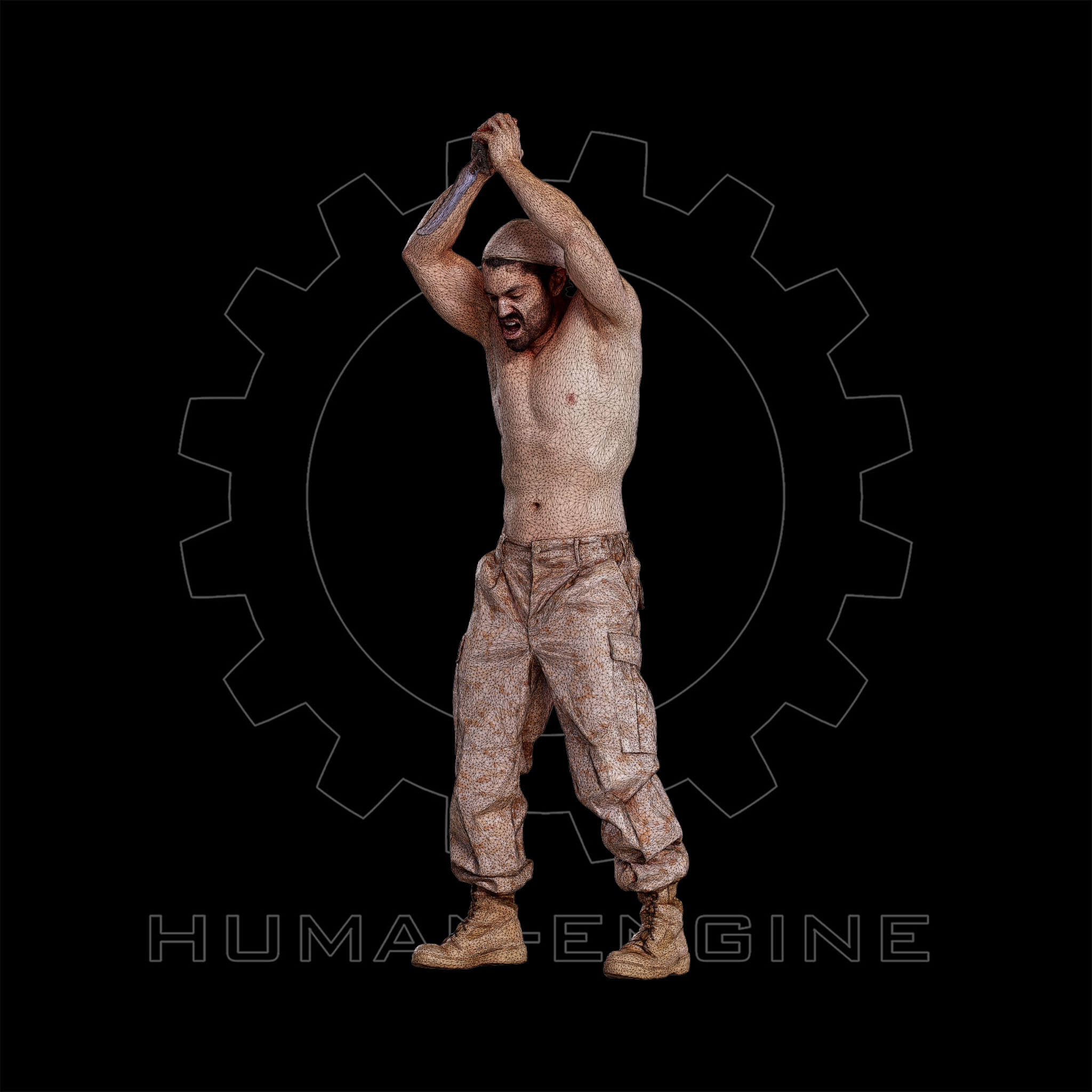 Male Scan - Victor Knife Pose 227 3D Model by Human-Engine