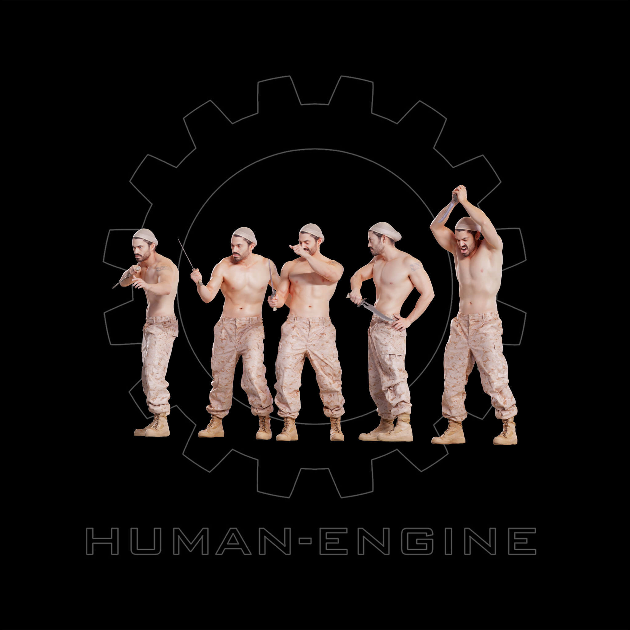 Male Scan - Victor Knife Poses Bundle 3D Model by Human-Engine