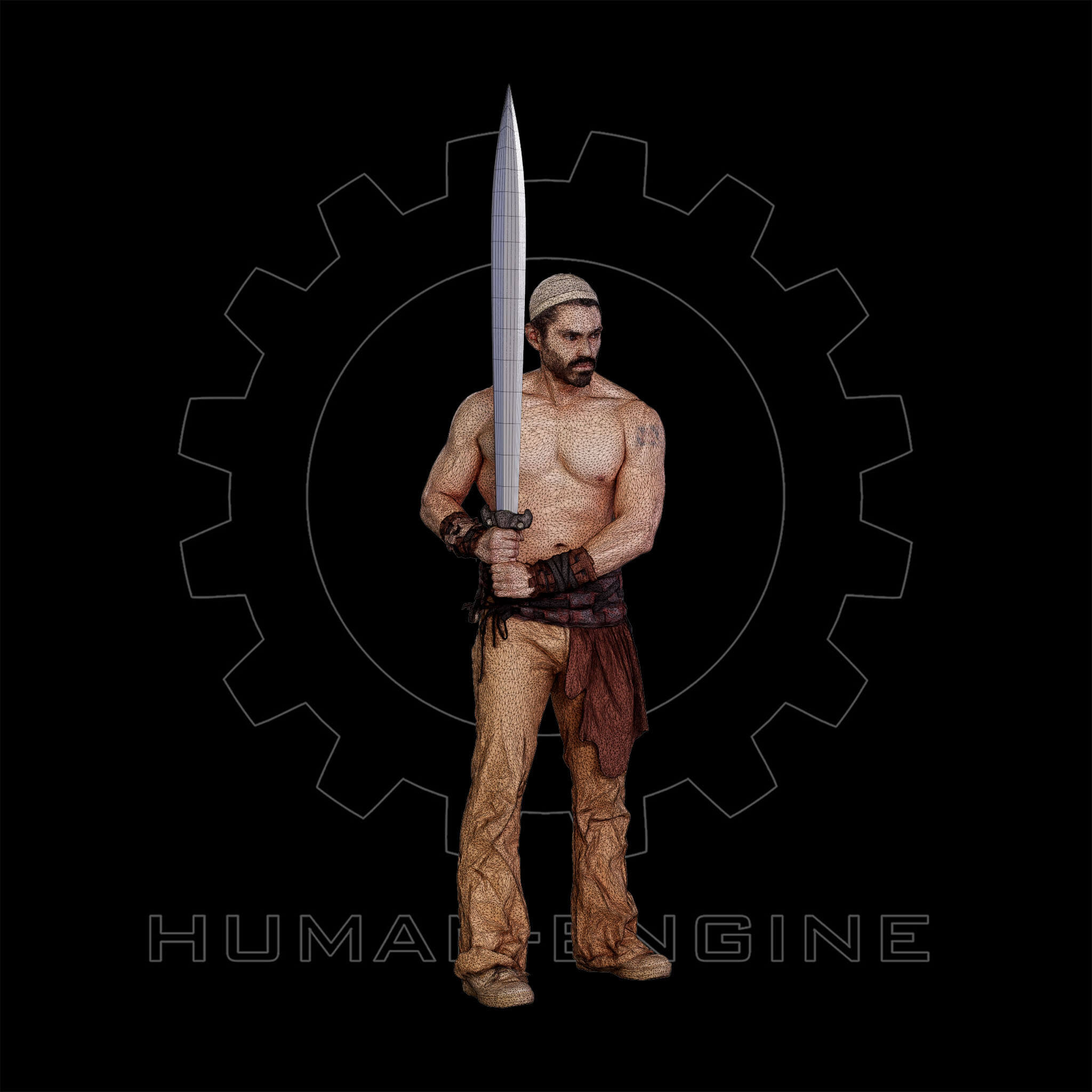 Male Scan - Victor Sword Pose 214 3D Model by Human-Engine