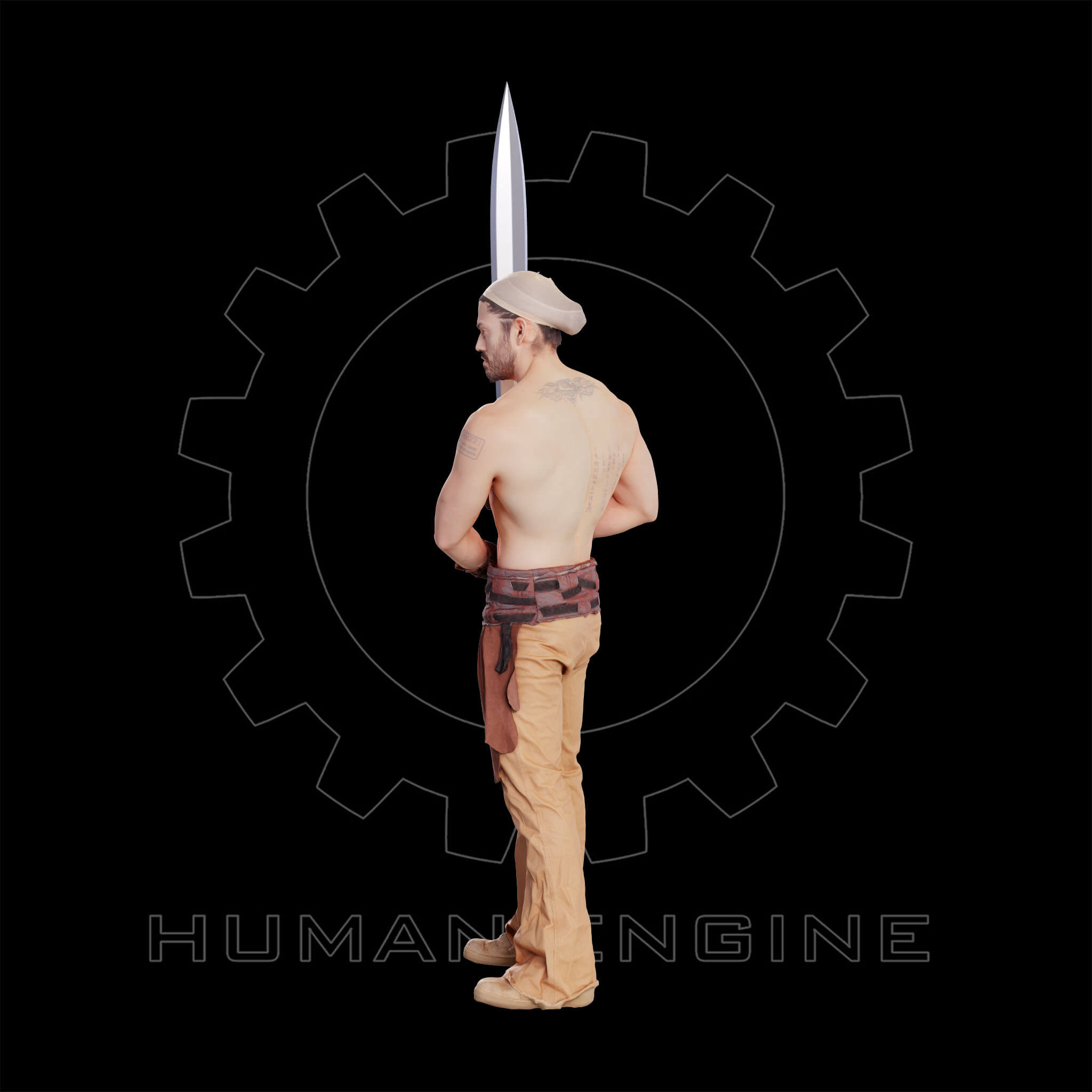 Male Scan - Victor Sword Pose 214 3D Model by Human-Engine