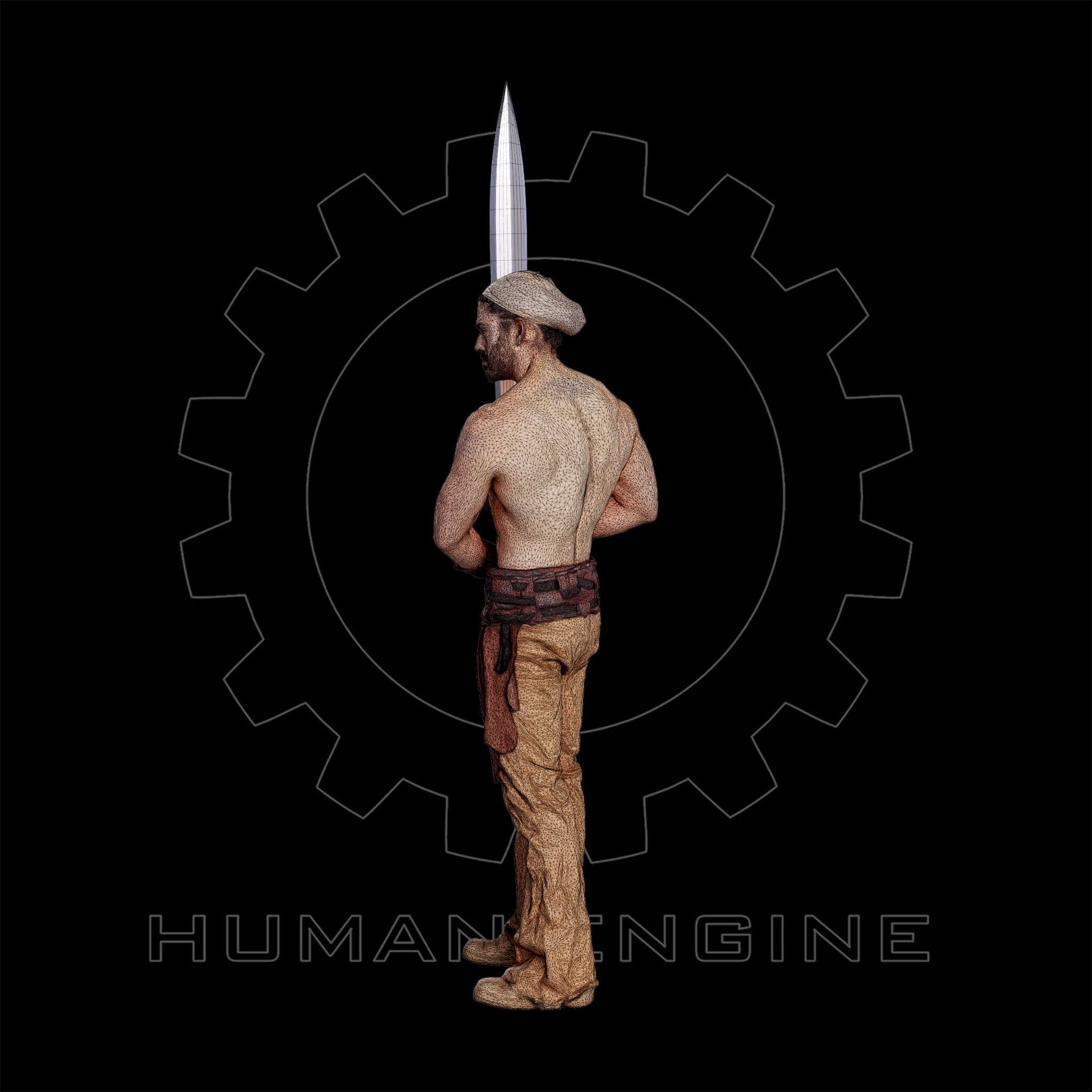 Male Scan - Victor Sword Pose 214 3D Model by Human-Engine