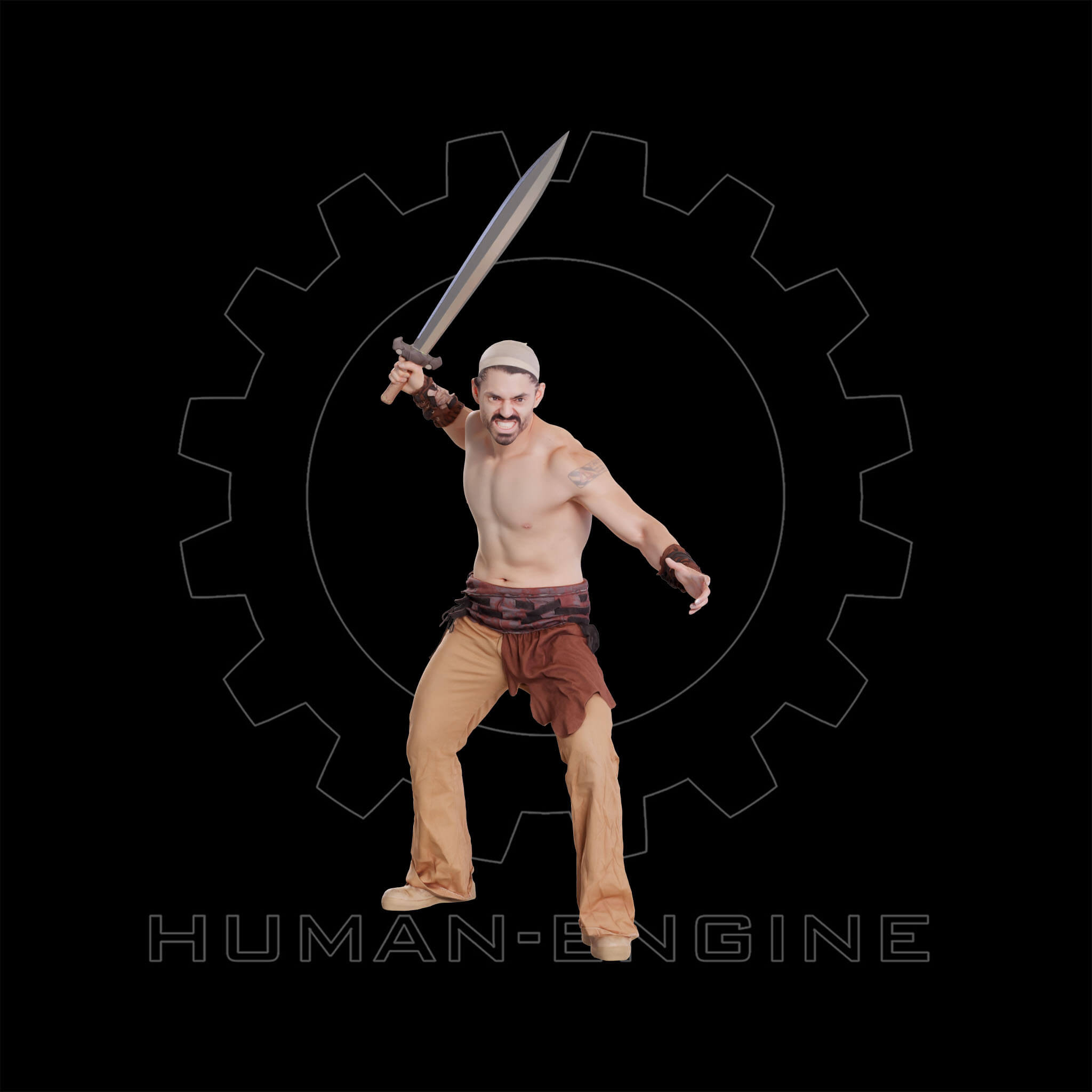 Male Scan - Victor Sword Pose 215 3D Model by Human-Engine