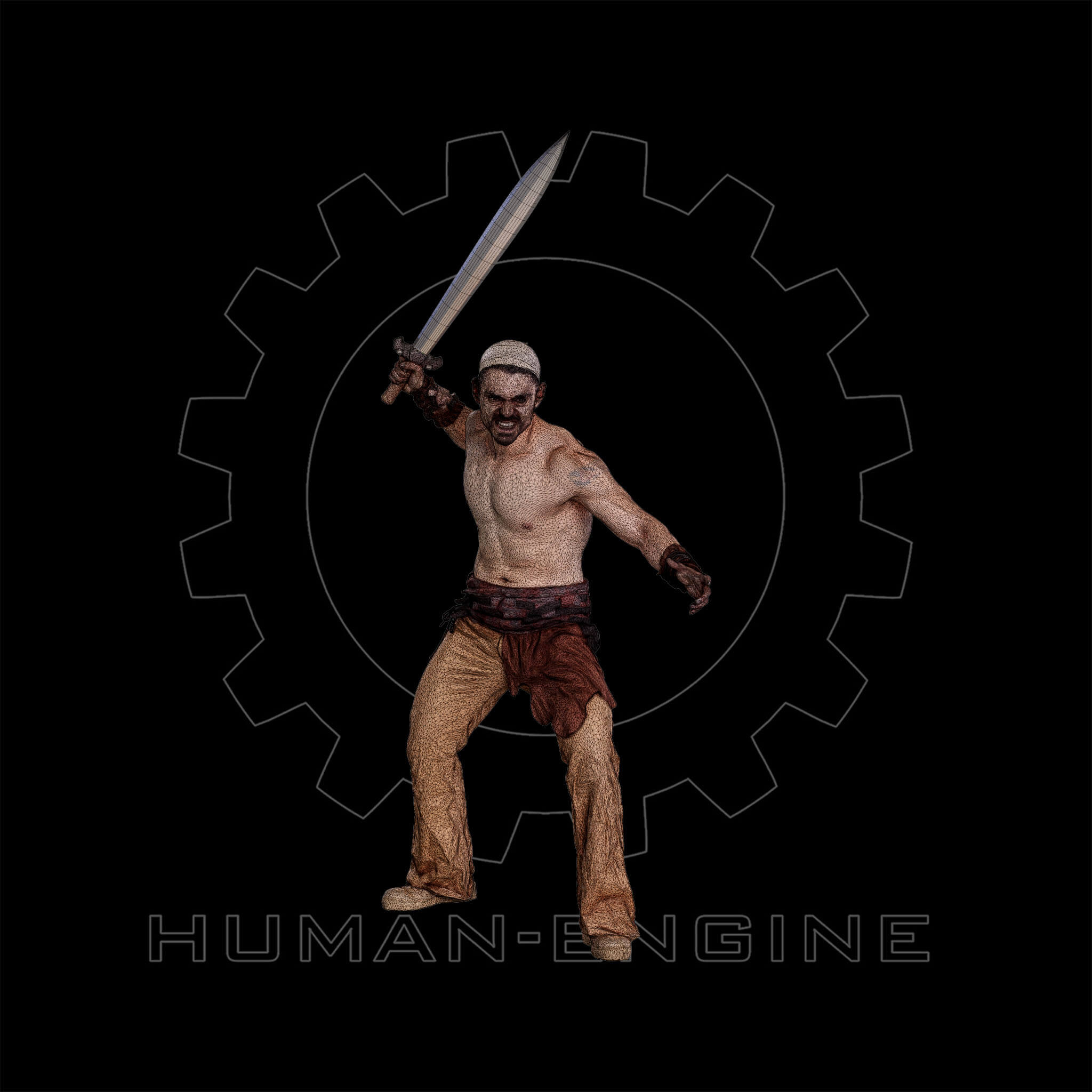 Male Scan - Victor Sword Pose 215 3D Model by Human-Engine