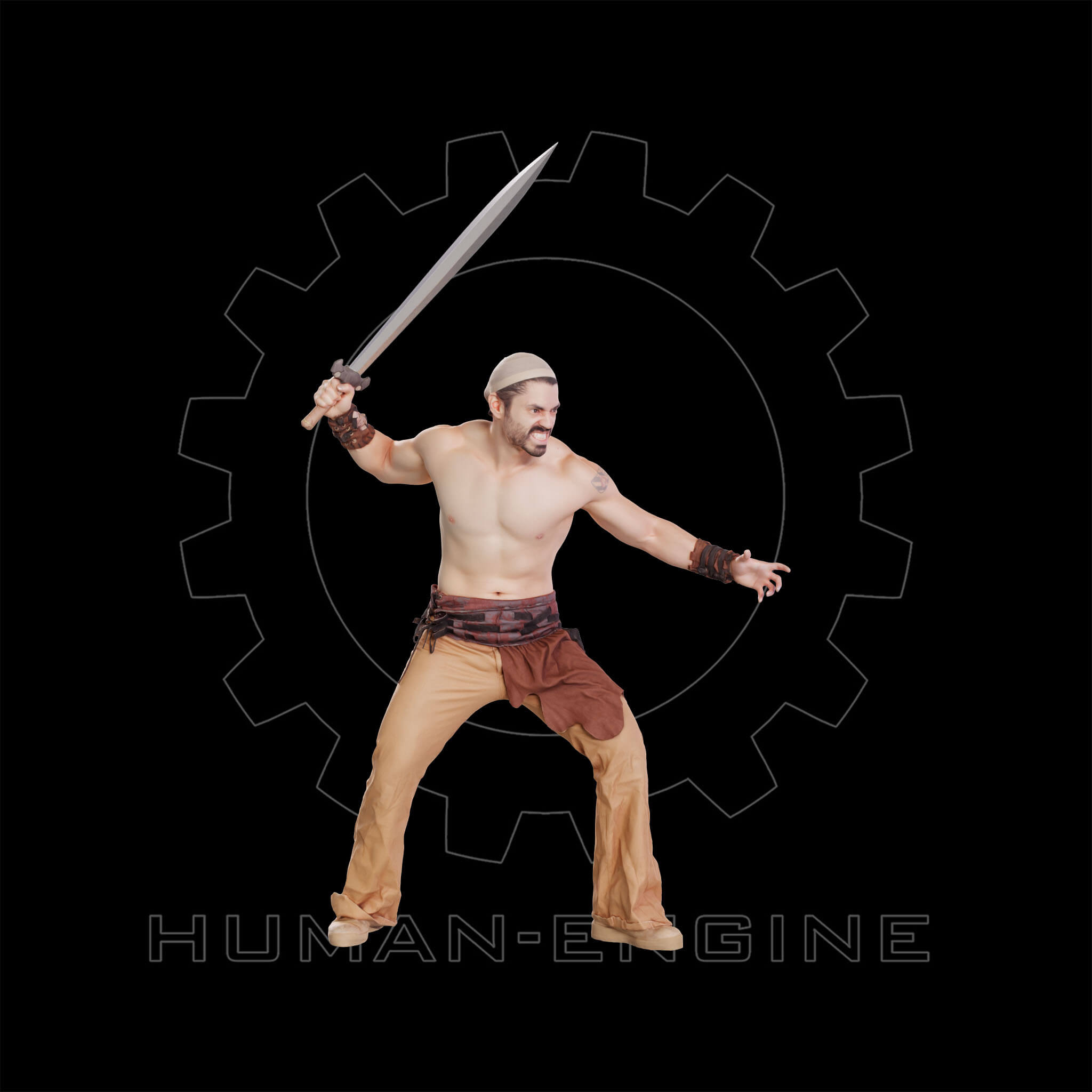 Male Scan - Victor Sword Pose 215 3D Model by Human-Engine
