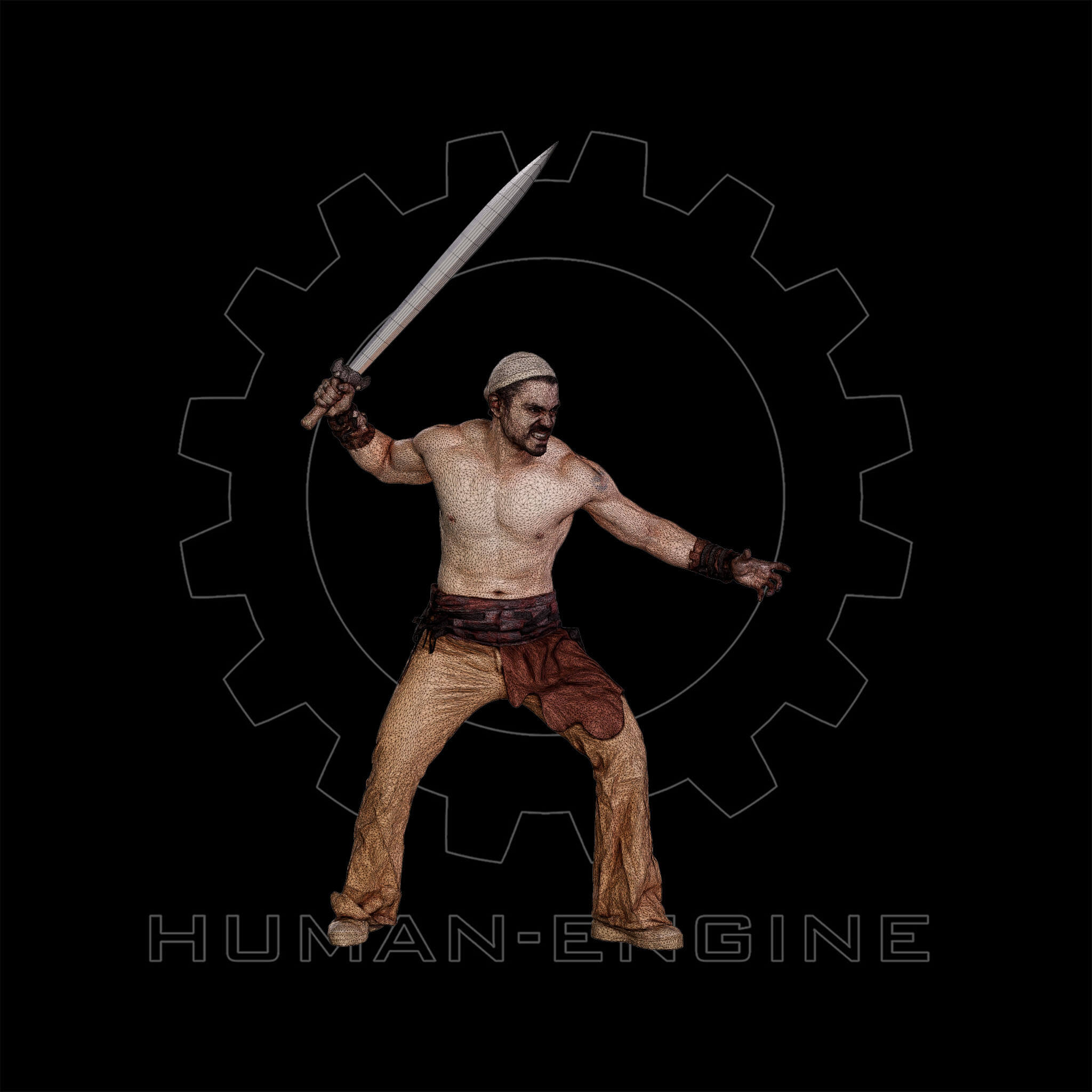 Male Scan - Victor Sword Pose 215 3D Model by Human-Engine