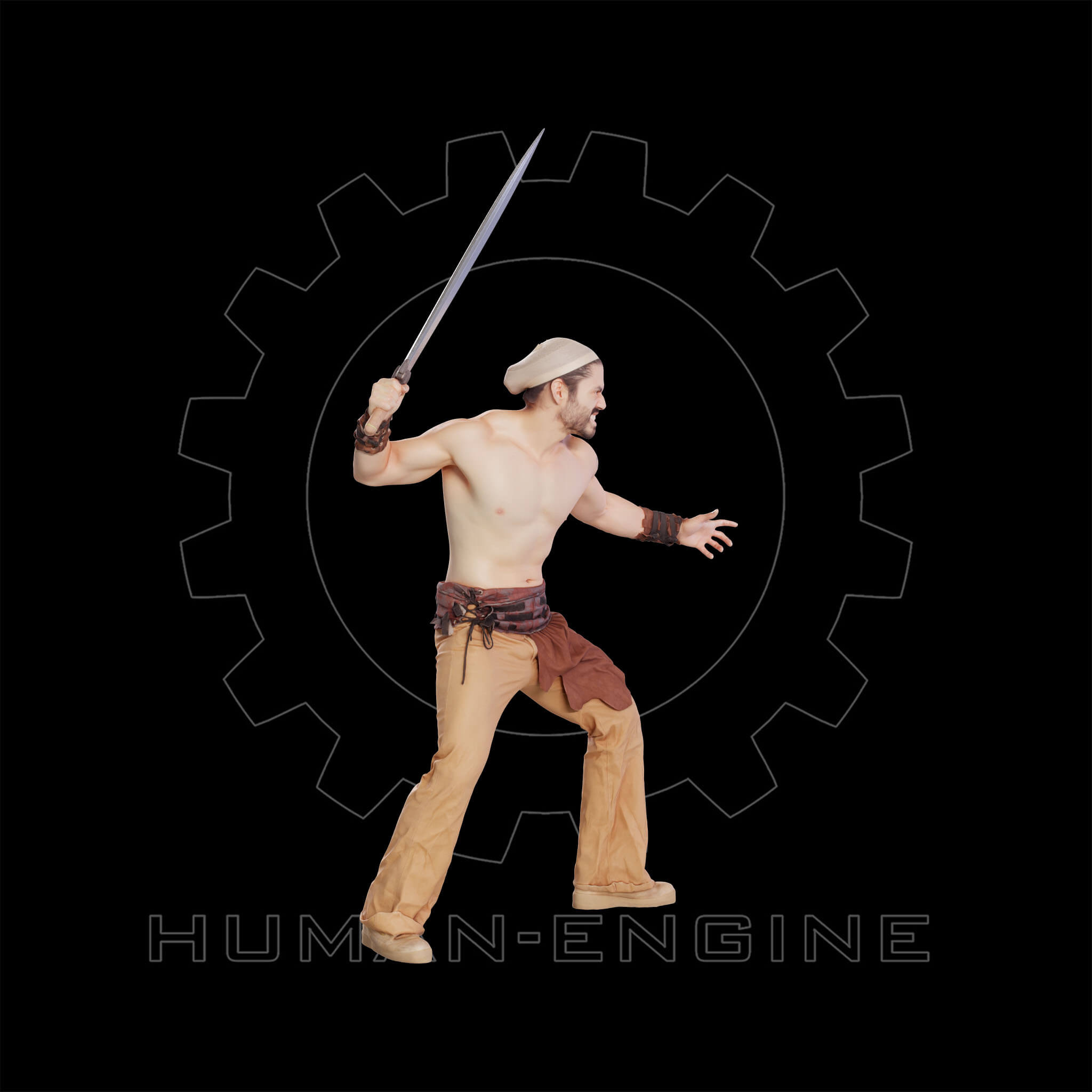 Male Scan - Victor Sword Pose 215 3D Model by Human-Engine