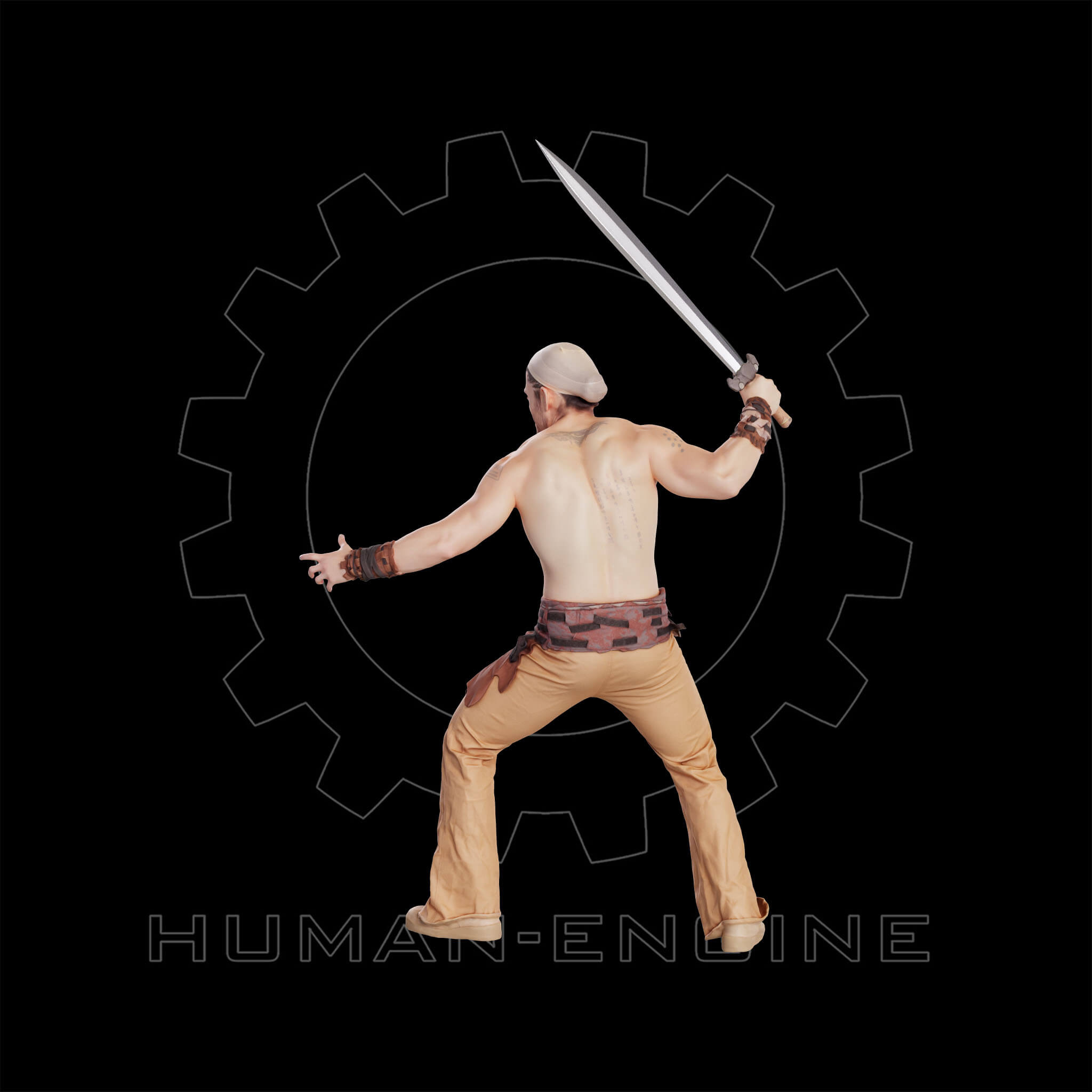 Male Scan - Victor Sword Pose 215 3D Model by Human-Engine