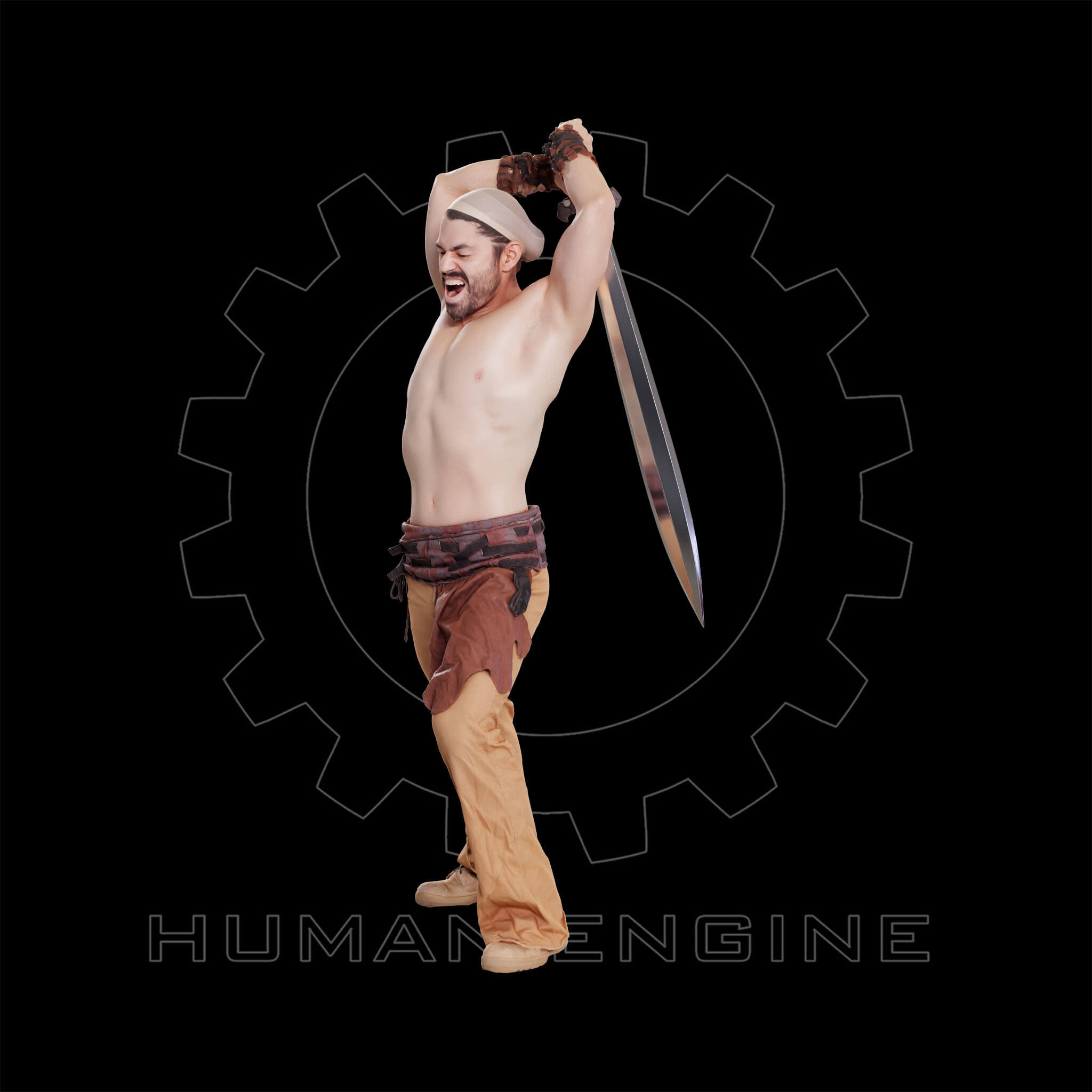 Male Scan - Victor Sword Pose 216 3D Model by Human-Engine