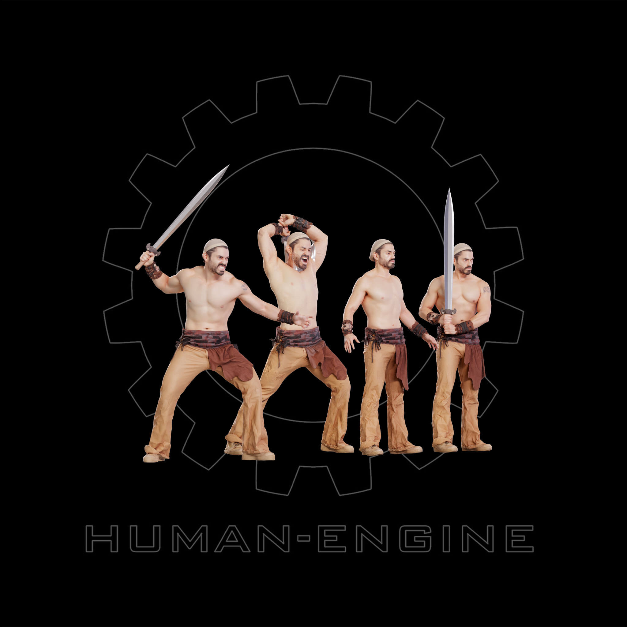 Male Scan - Victor Sword Poses Bundle 3D Model by Human-Engine