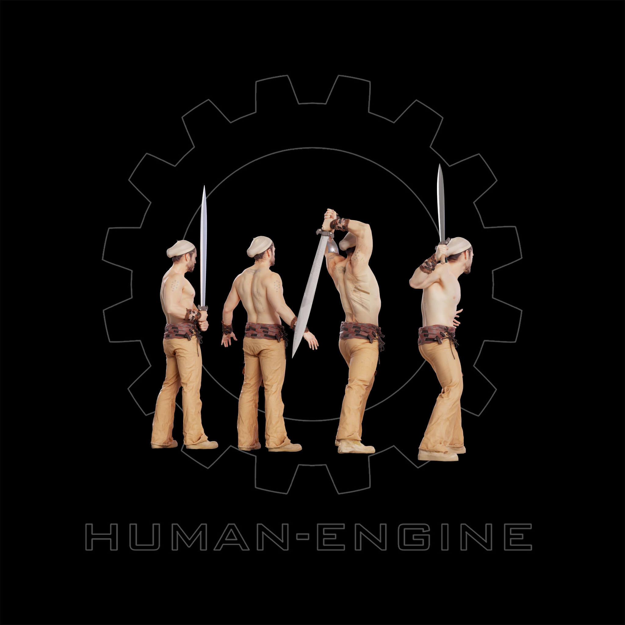 Male Scan - Victor Sword Poses Bundle 3D Model by Human-Engine