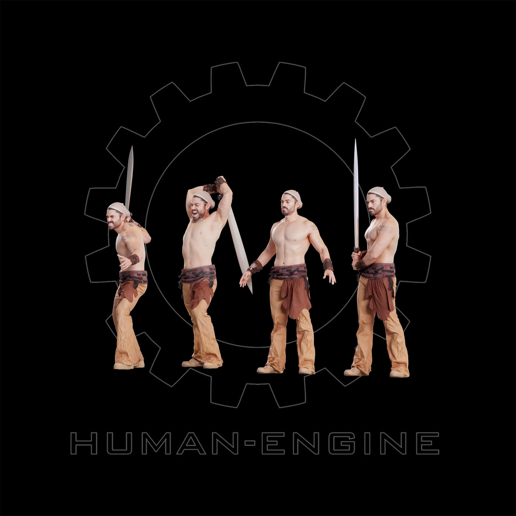 Male Scan - Victor Sword Poses Bundle 3D Model by Human-Engine