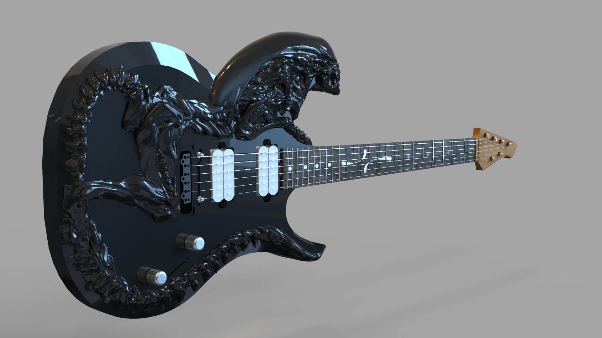 Alien Guitar for CNC Woodworking - 3D Model by HumanXYStudio