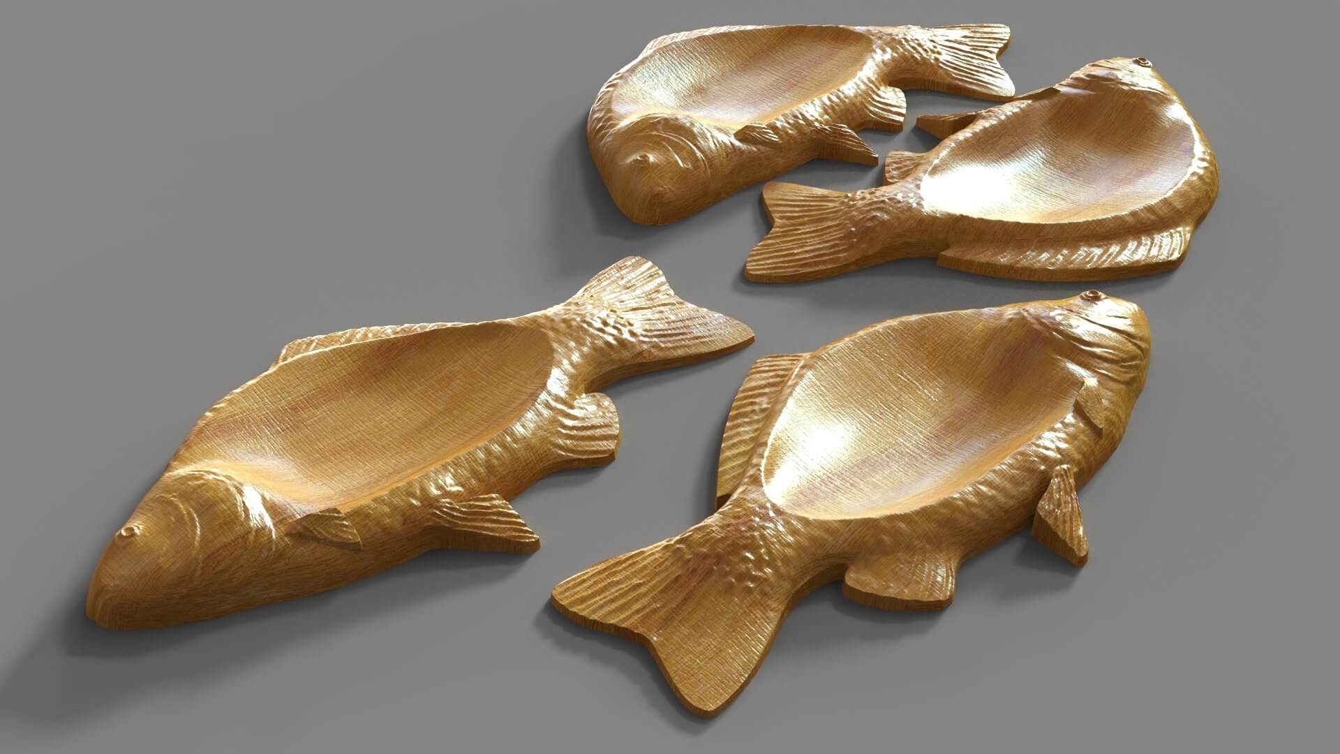 Fish Wooden Plate - 3D Model by HumanXYStudio
