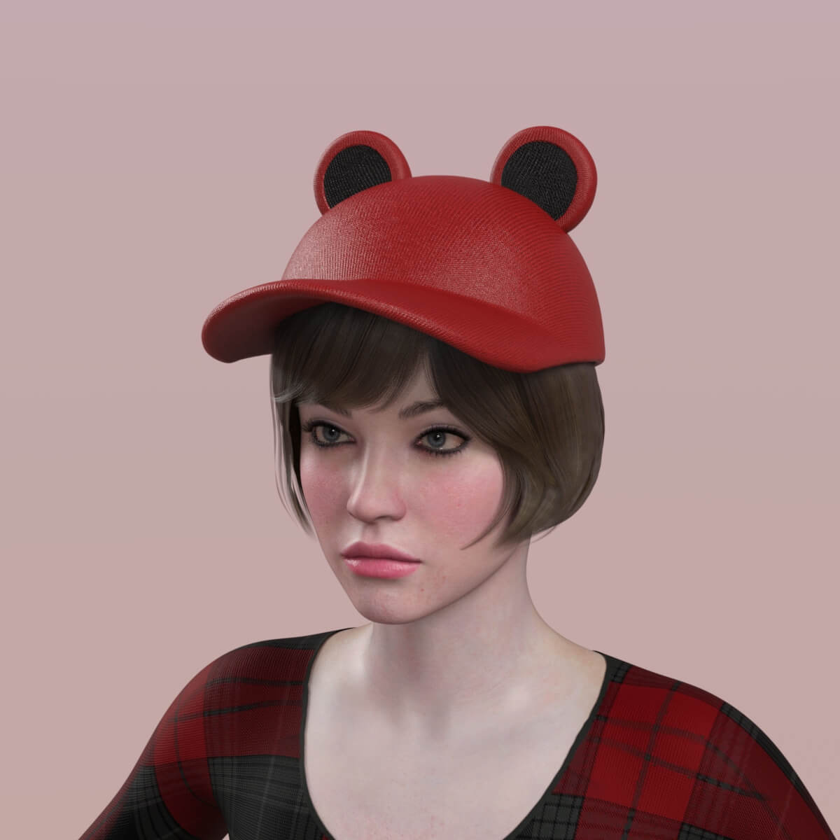 HX Teddy Cap With Hair for G8 Fm and G9 - Daz Content by HumanXYStudio