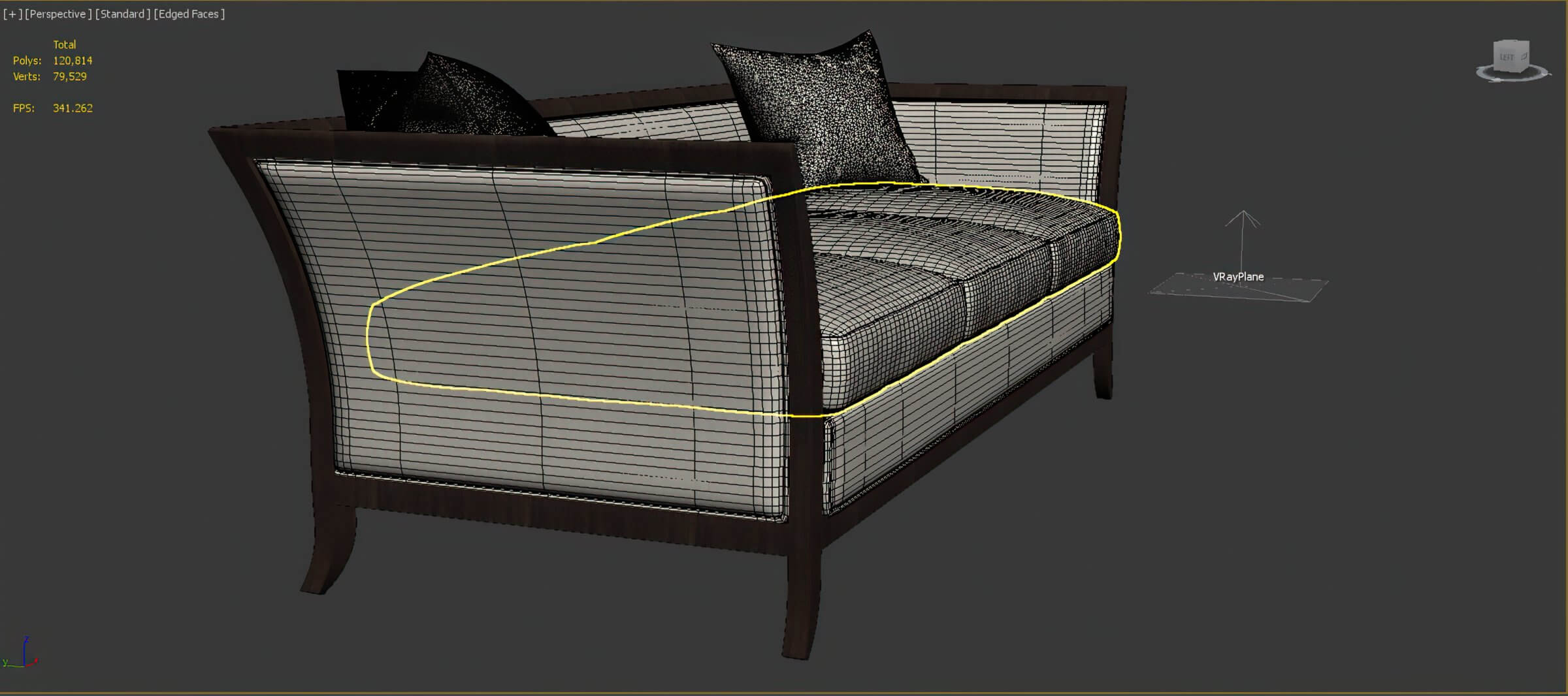 Long Single Sofa 001 - 3D Model by huynhdx