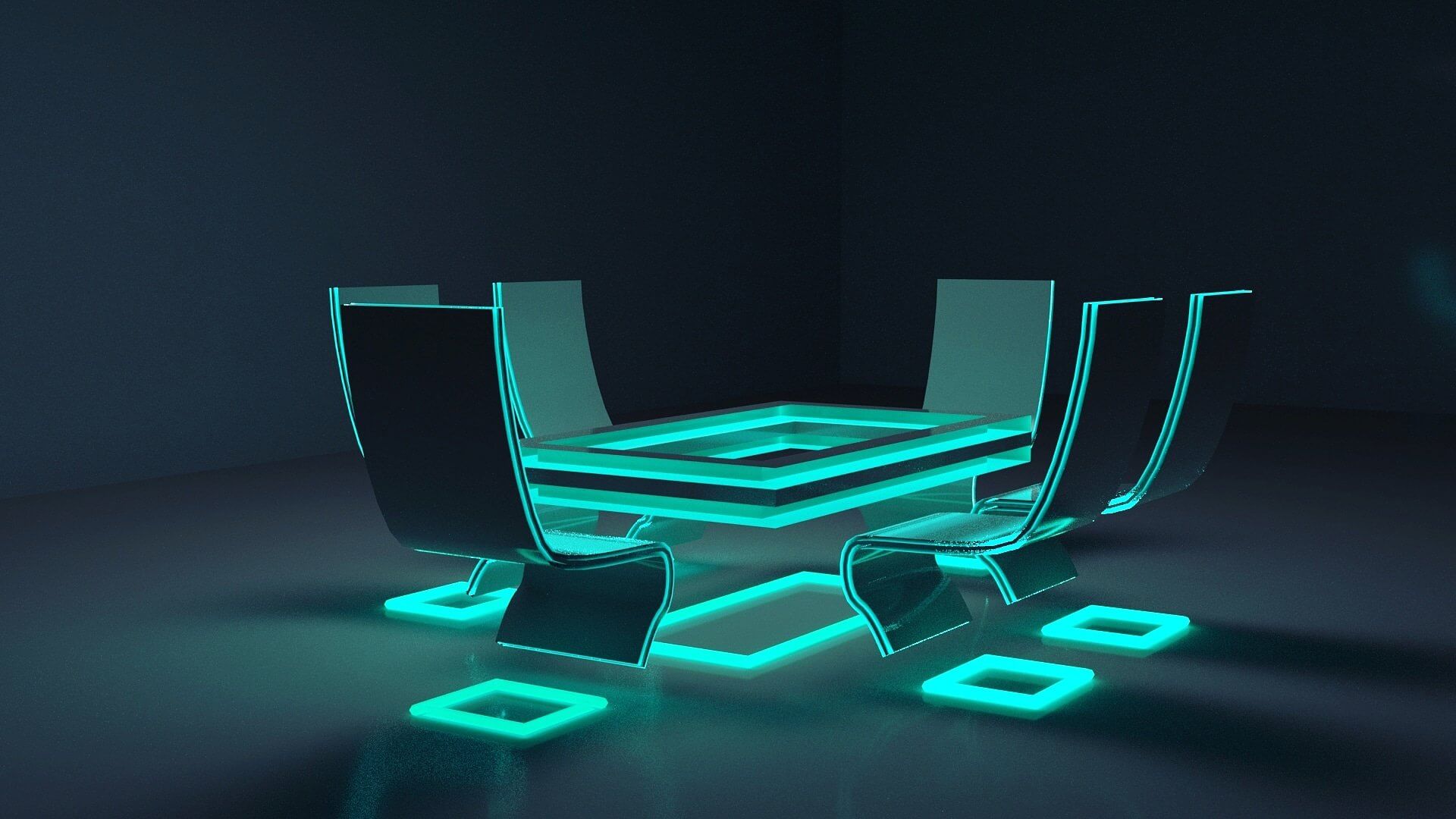 sci fi table set 3D Render, Digital Art by hv085