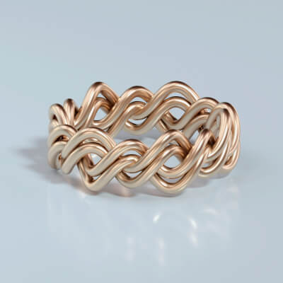 Rope Braided Ring Full Eternity Wedding Band Jewelry - 3D Model by hvedch