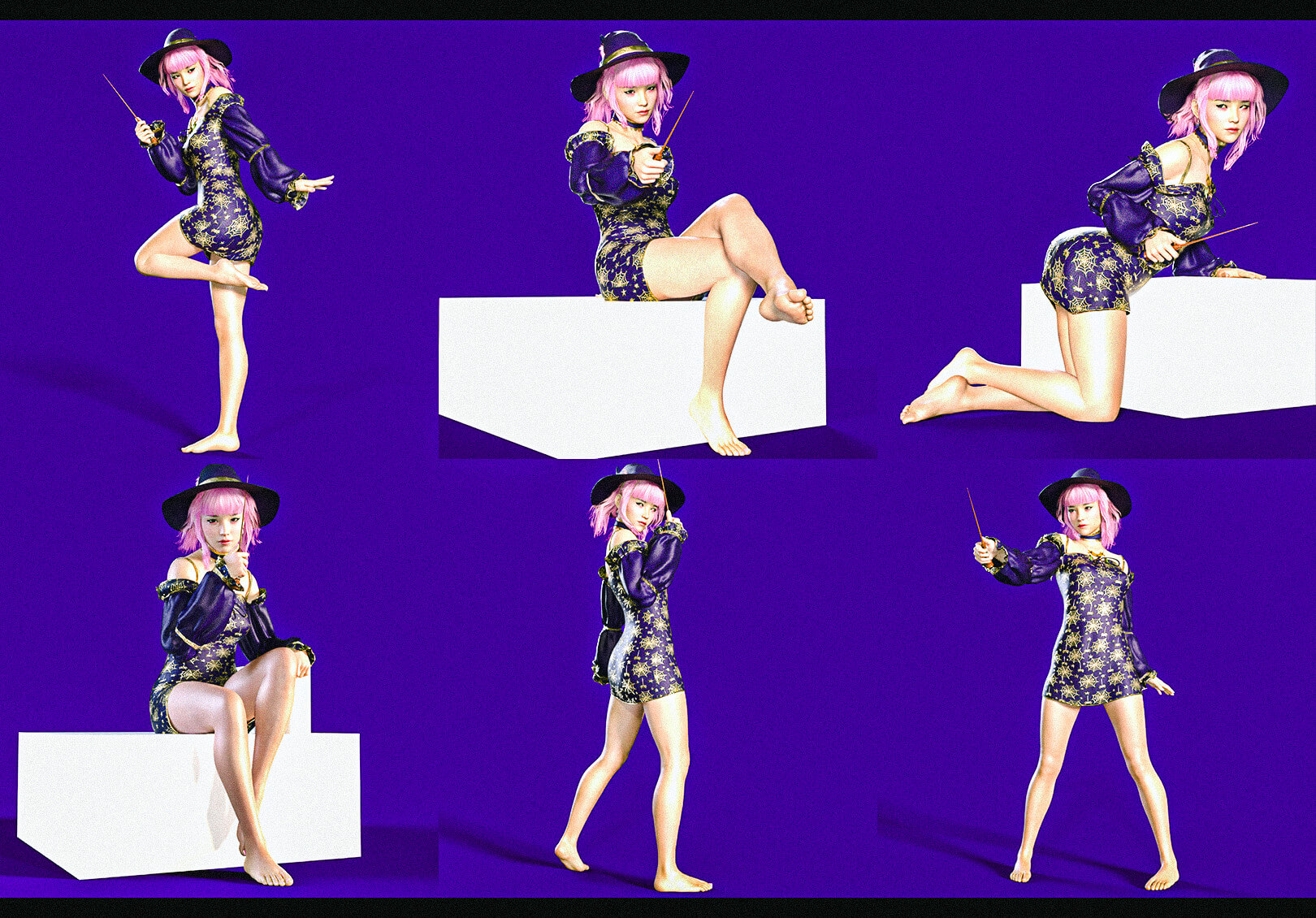 18 Sexy Magic Poses for G8F + Magic Wand Prop - Daz Content by IAmAFox