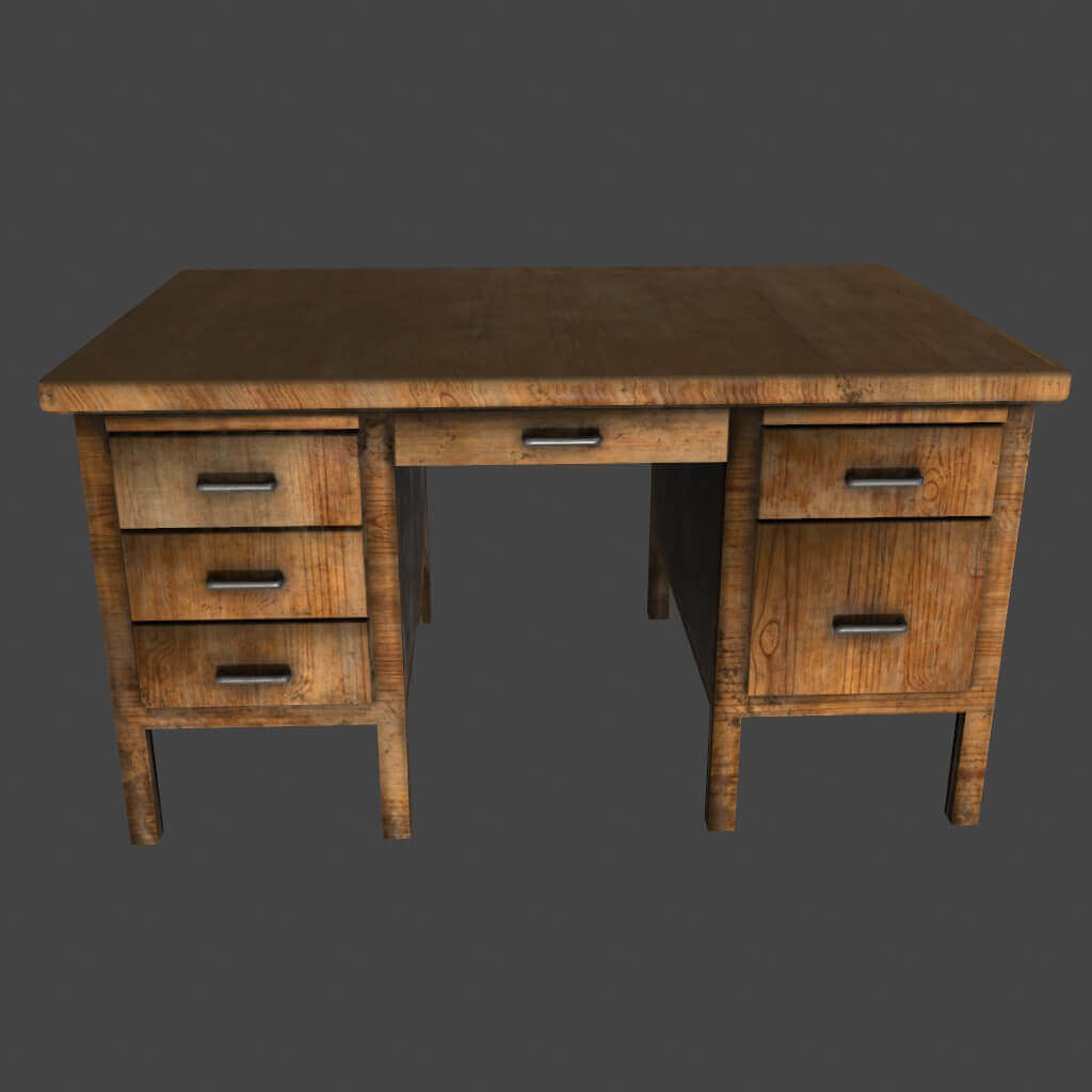 Wooden Desk - 3D Model by icekazim