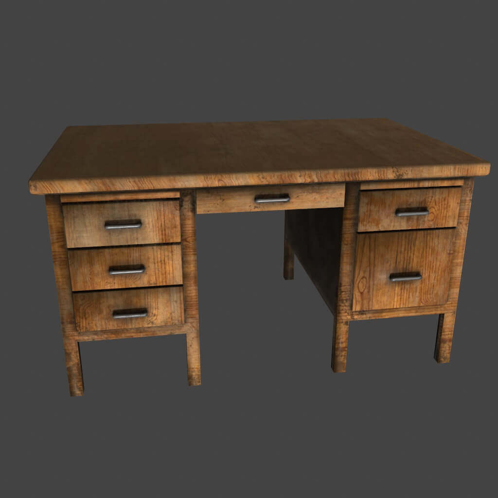 Wooden Desk - 3D Model by icekazim