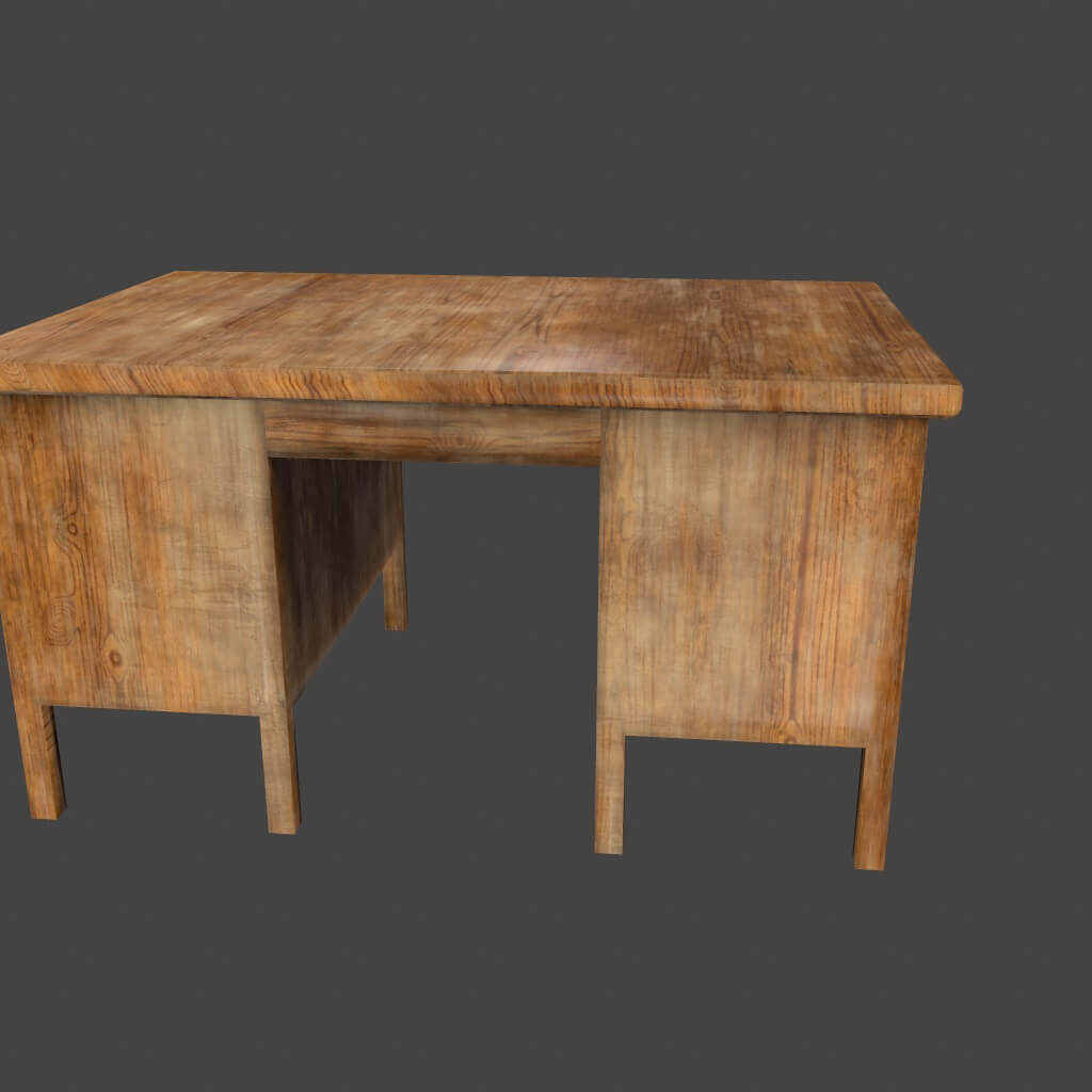Wooden Desk - 3D Model by icekazim