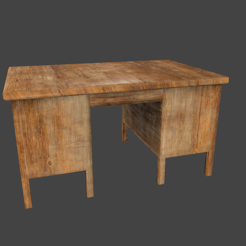 Wooden Desk - 3D Model by icekazim