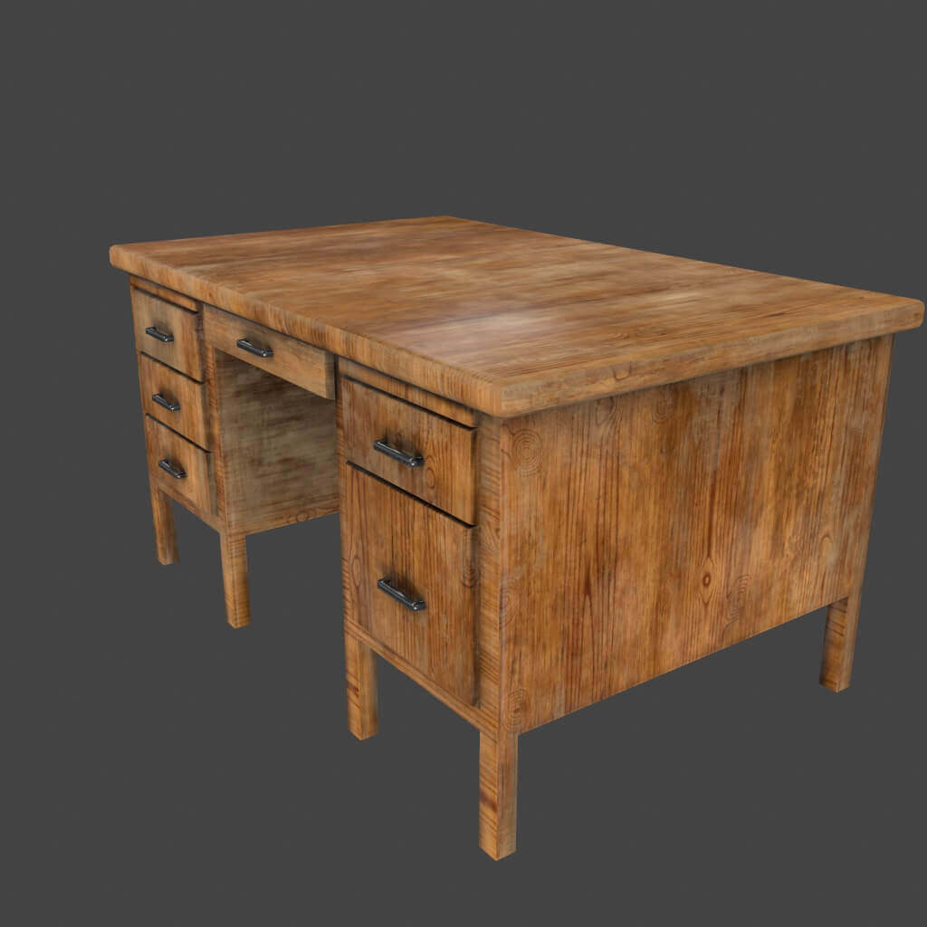 Wooden Desk - 3D Model by icekazim