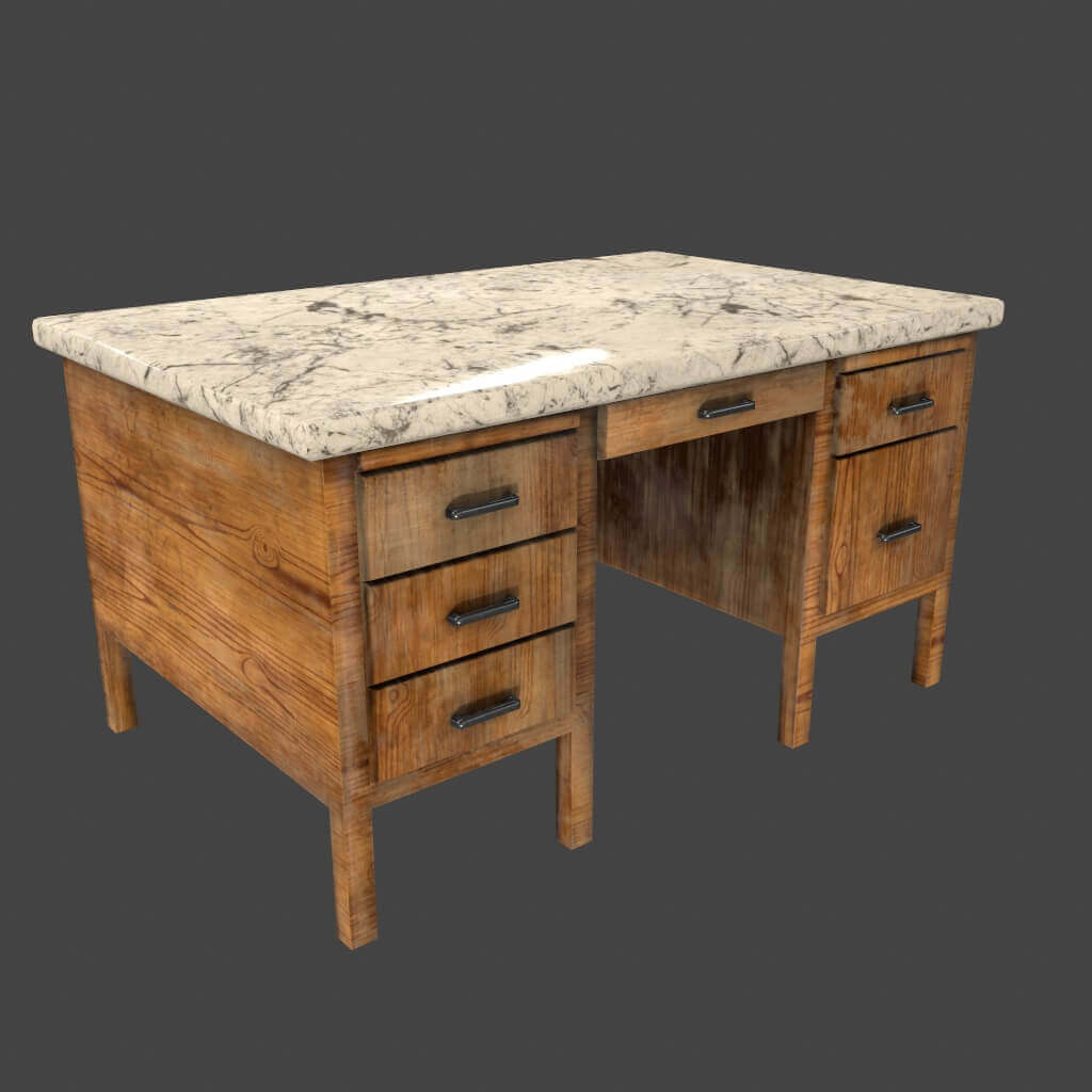 Marble Desk - 3D Model by icekazim