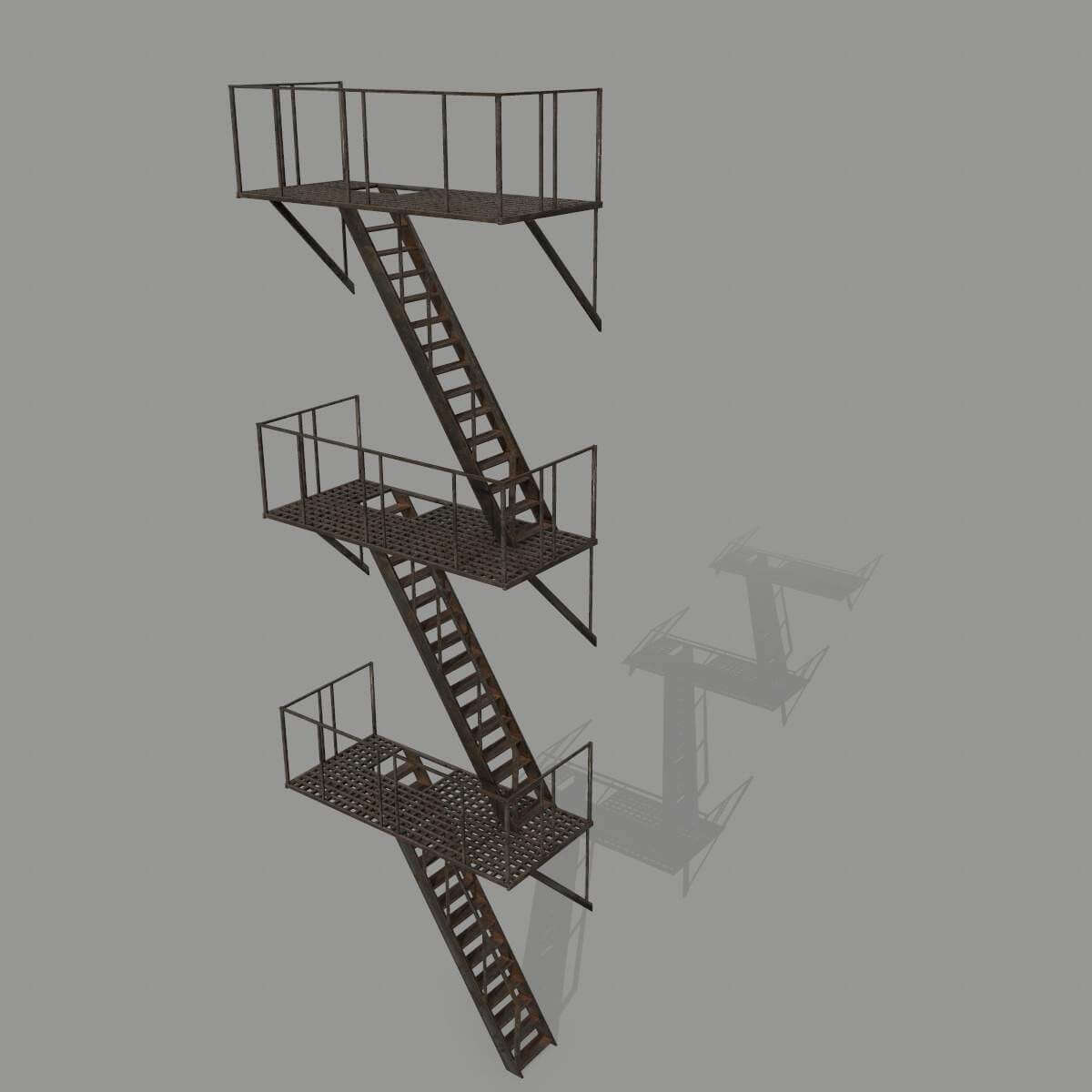 Fire Escape 01 - 3D Model by icekazim