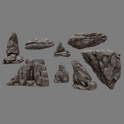 Rock Set - 3D Model by icekazim