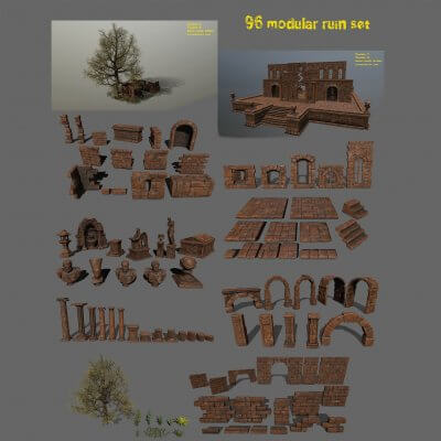 Ruin Set 2 - 3D Model by icekazim