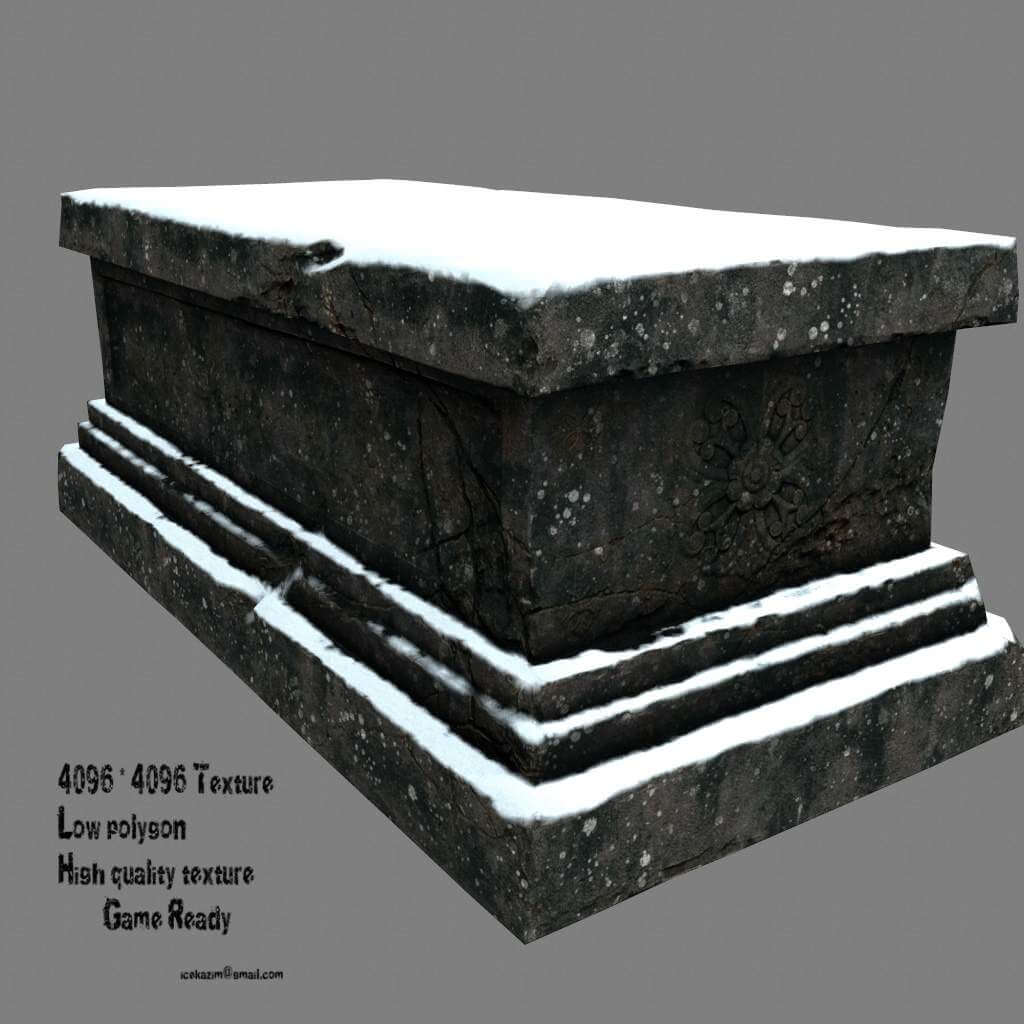 Stone Base with Snow - 3D Model by icekazim