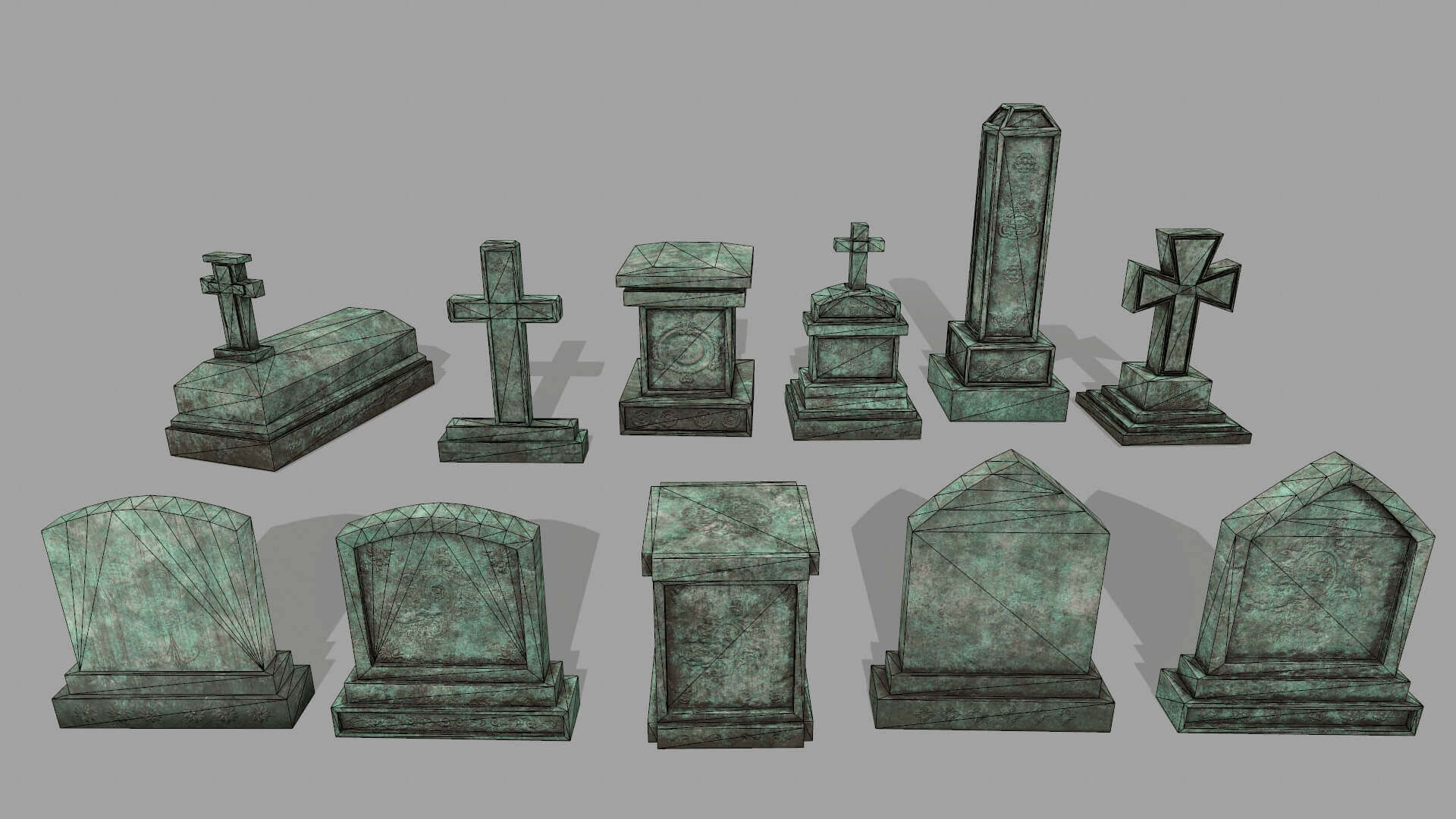 Tombstone Set - 3D Model by icekazim