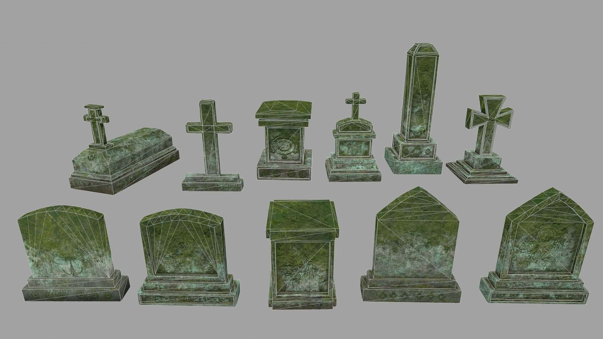 Tombstone Set - 3D Model by icekazim