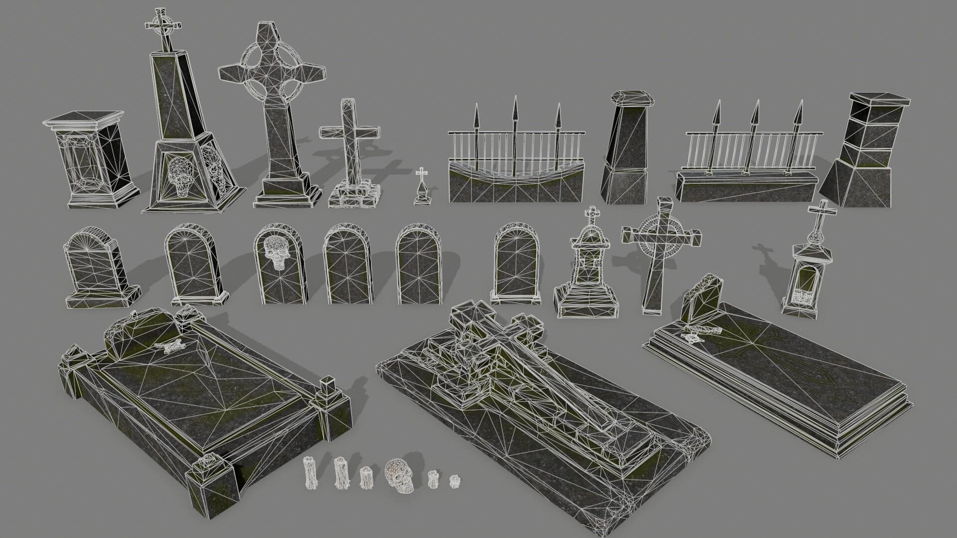 Tombstone Set - 3D Model by icekazim