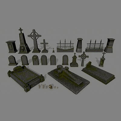 Tombstone Set - 3D Model by icekazim