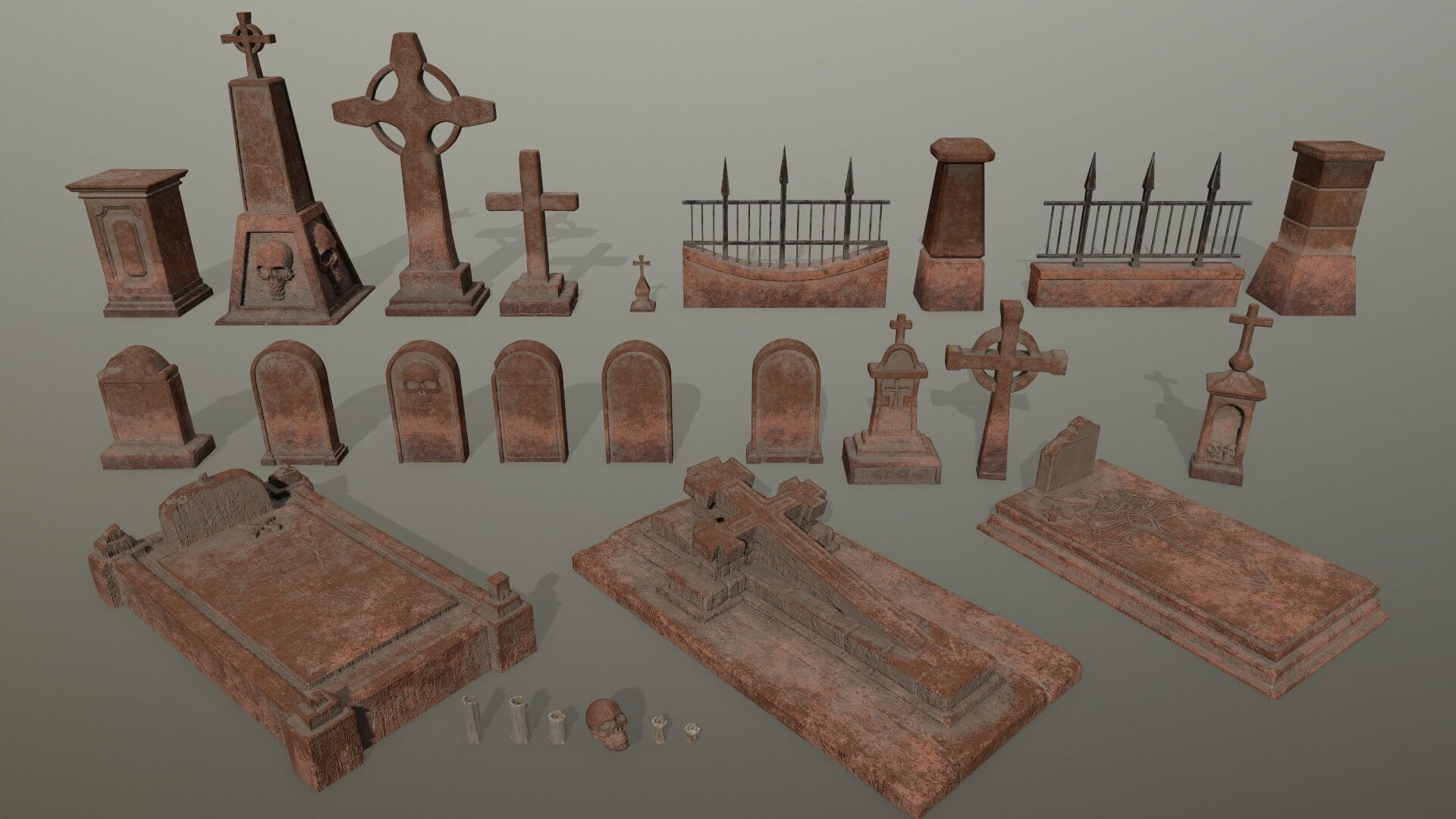 Tombstone Set - 3D Model by icekazim