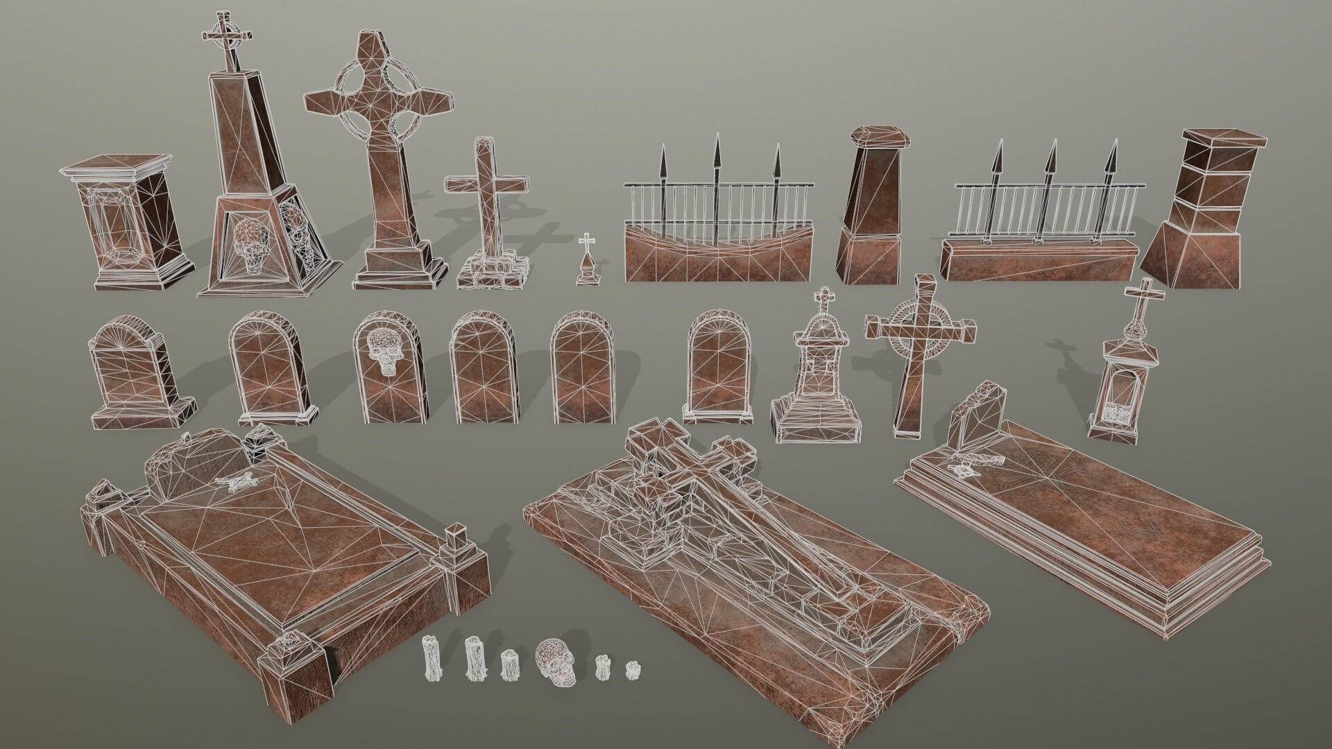 Tombstone Set - 3D Model by icekazim