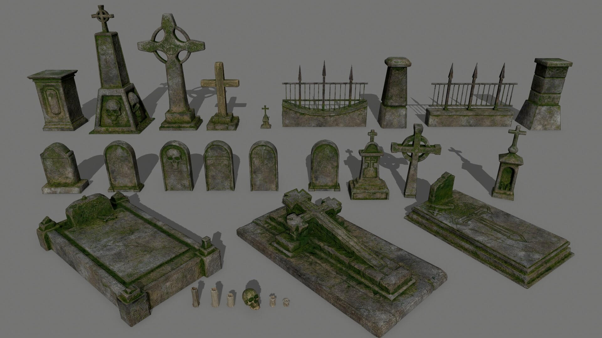 Tombstone Set - 3D Model by icekazim