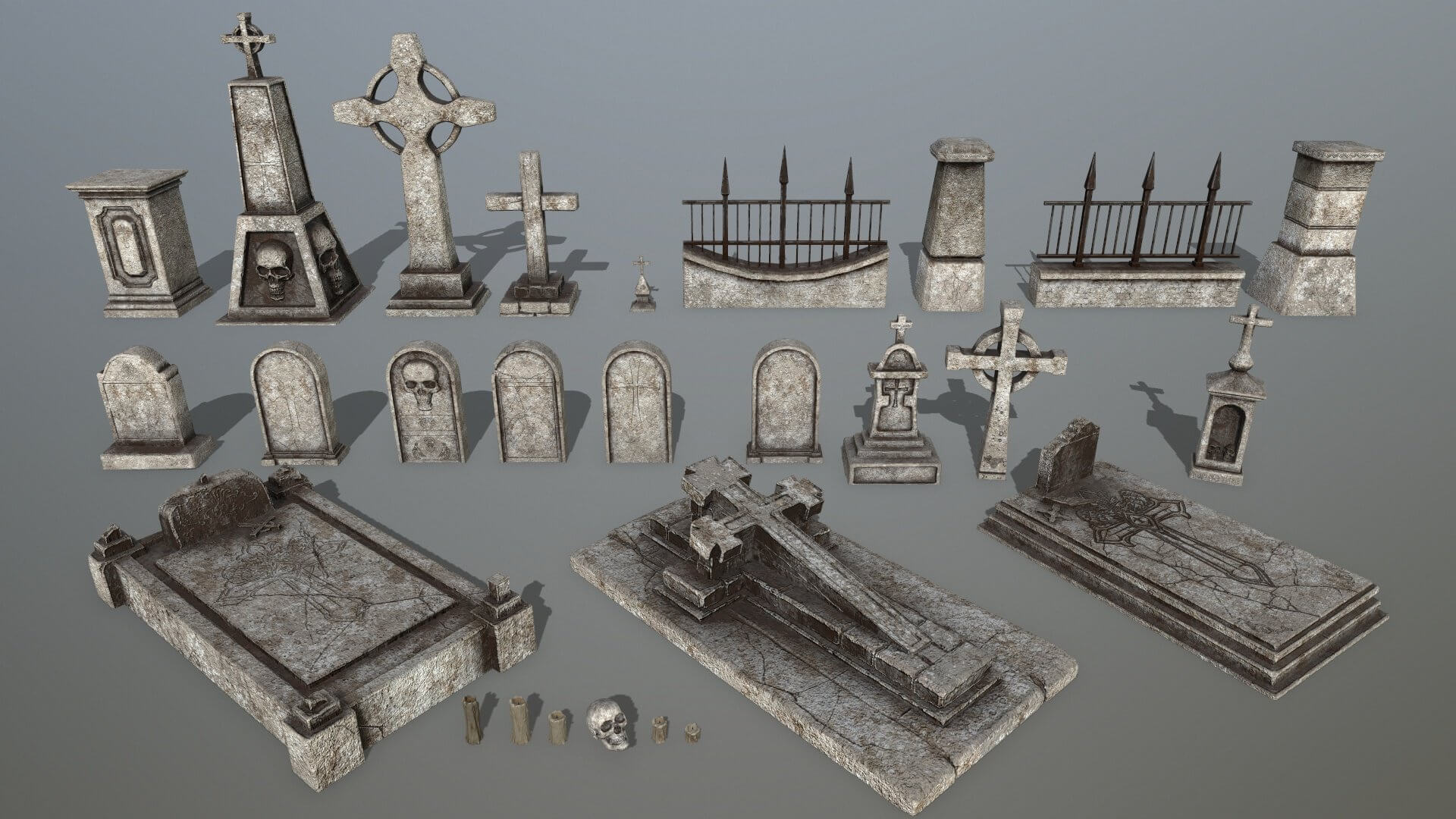 Tombstone Set - 3D Model by icekazim